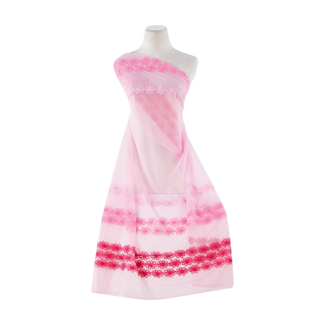 Zelouf Floral Double Border On Tulle , Sewing, DIY, Crafts Fabric by ...