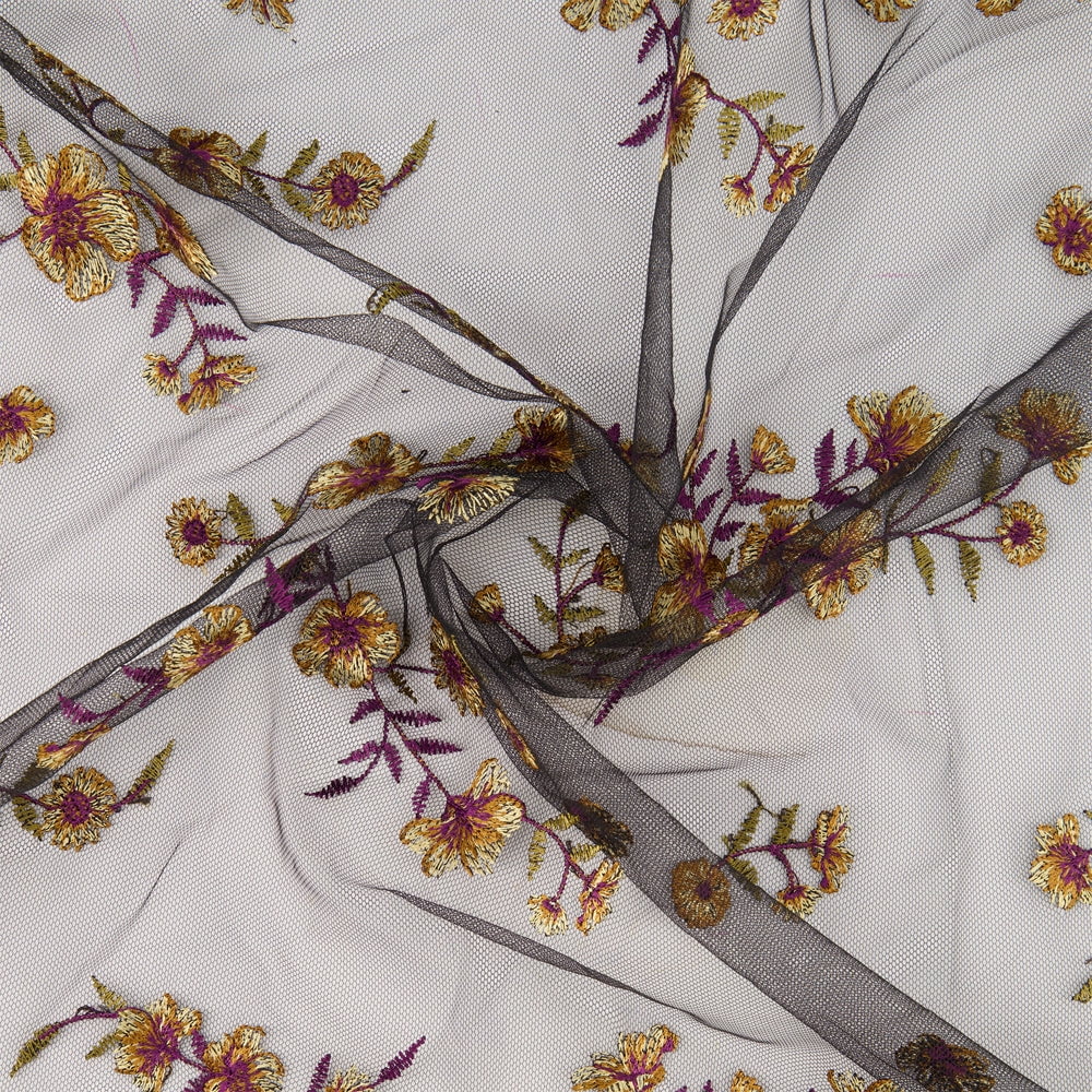 Zelouf Lorianne Floral Embroidery On Mesh , Sewing, DIY, Crafts Fabric ...