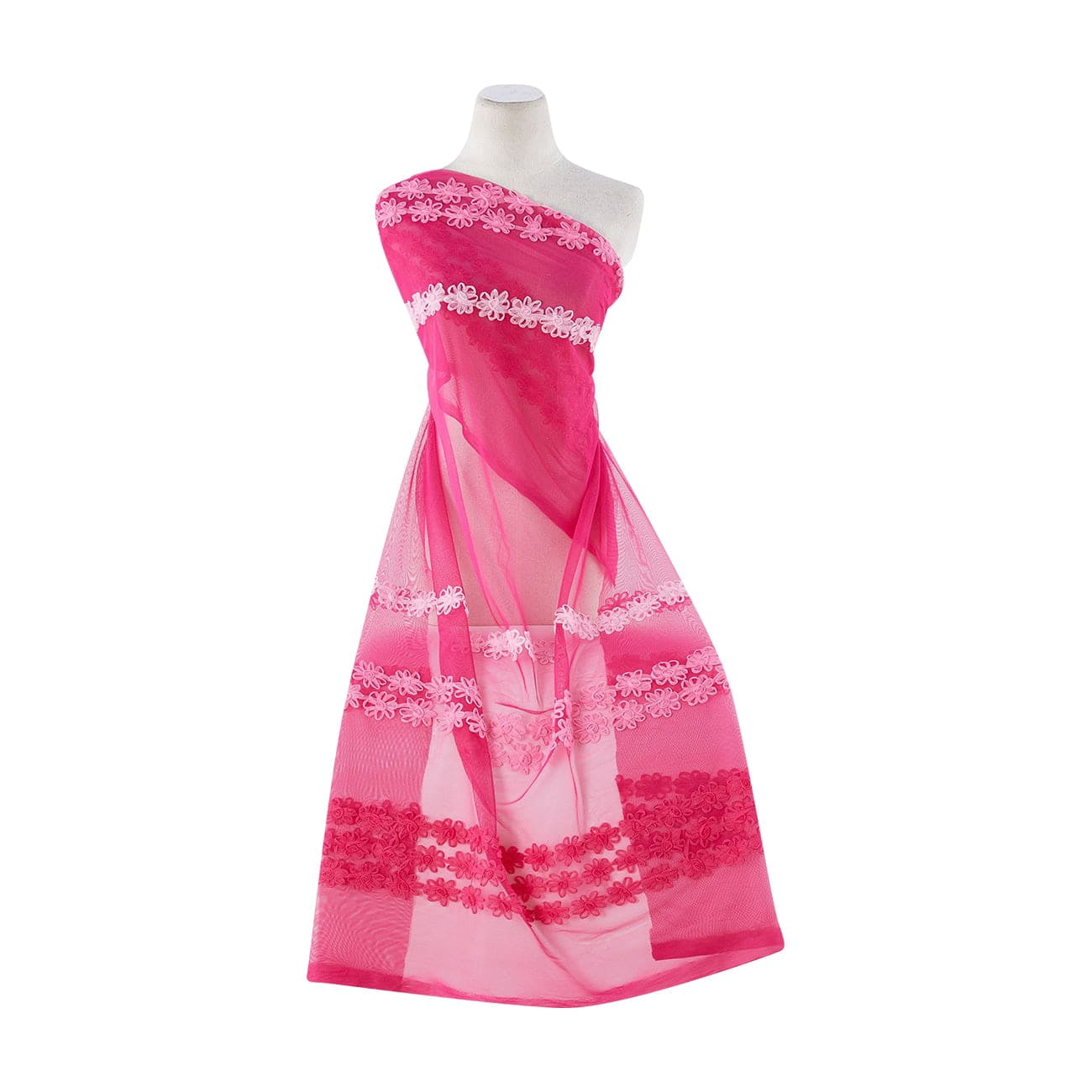 Zelouf Rose Bud Double Border On Tulle , Sewing, DIY, Crafts Fabric by ...