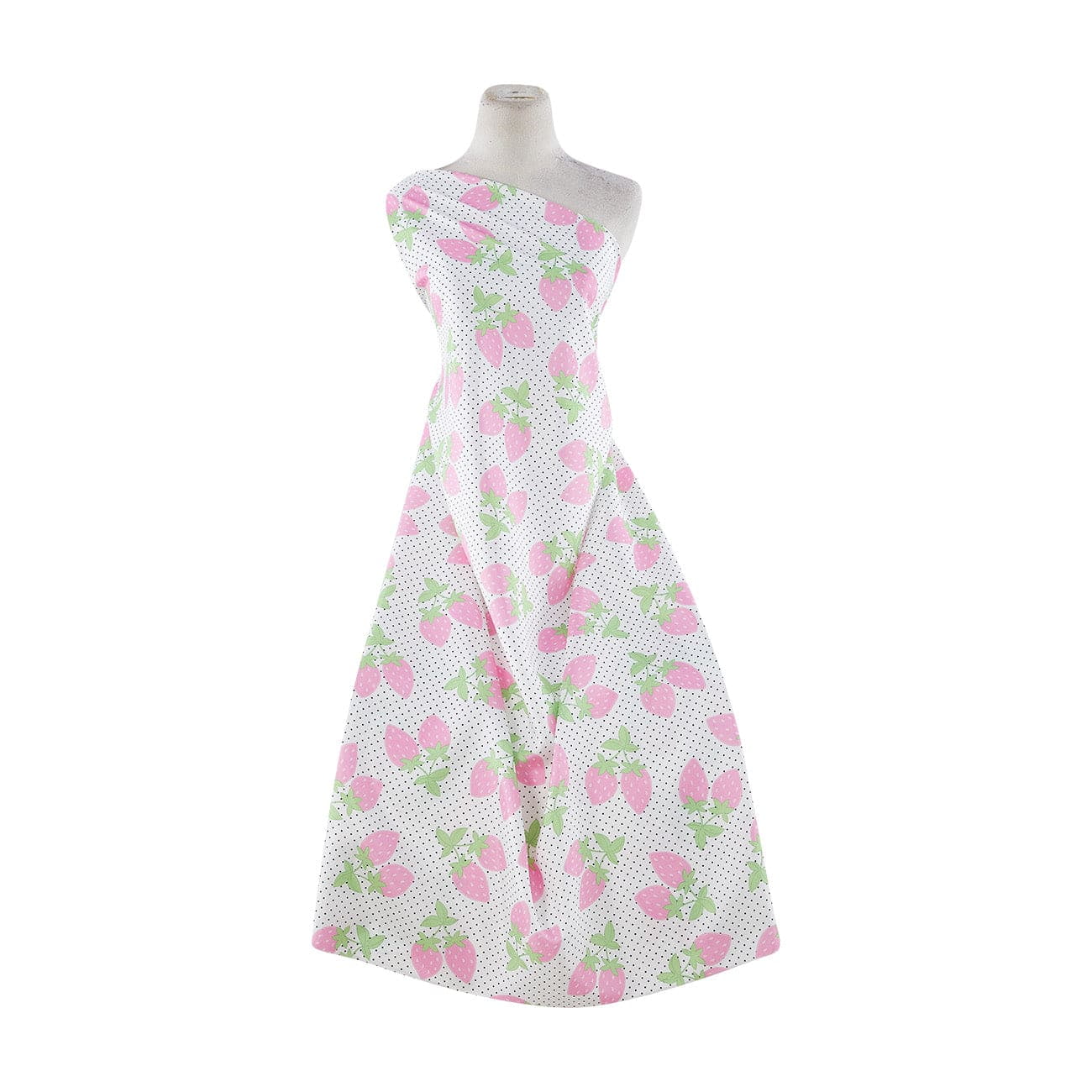 Zelouf Strawberry With Mini Dot Print On Shantung Satin , Sewing, DIY ...