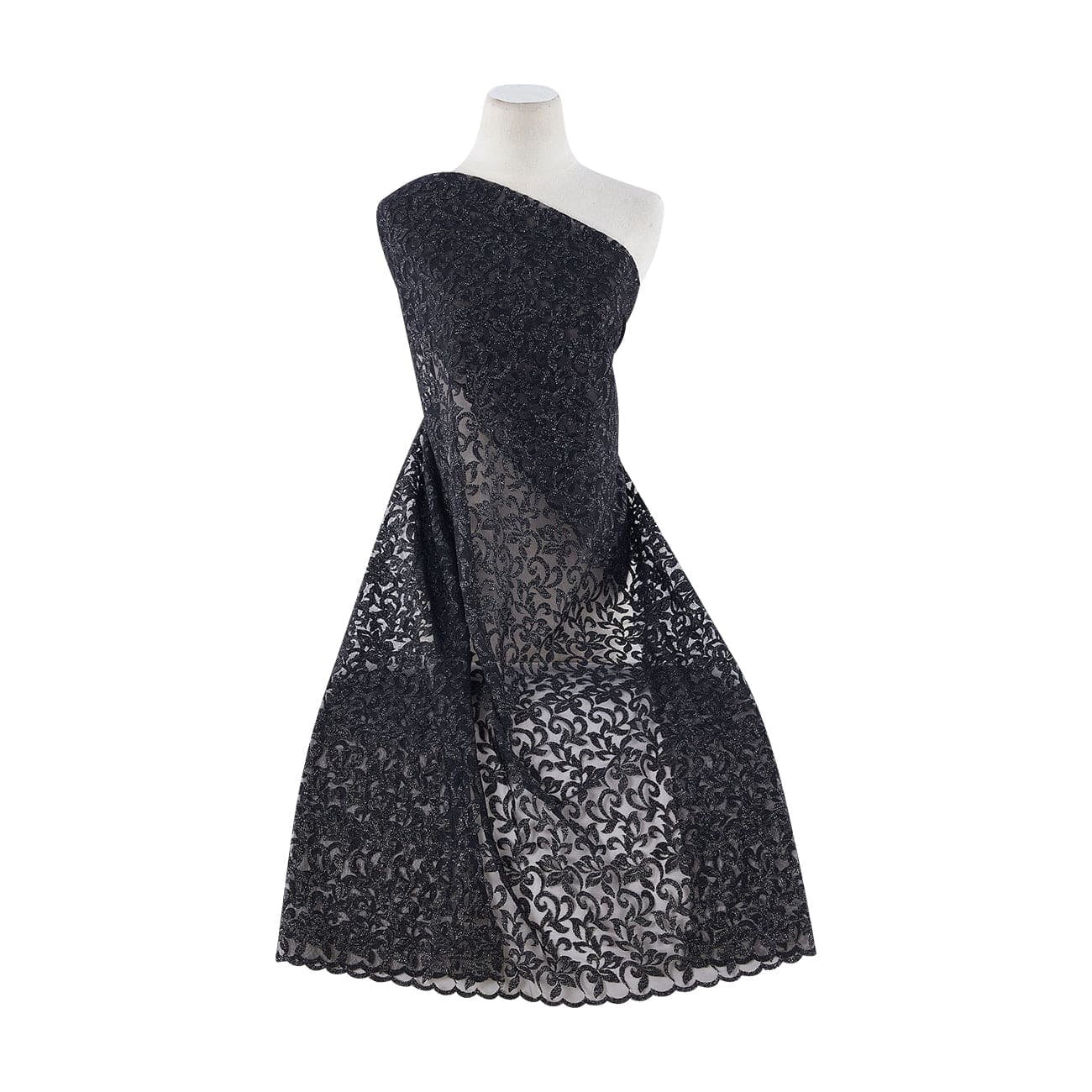 Zelouf Swirl Garden Chem Emb On Tulle With Scallop Cutting , Sewing ...