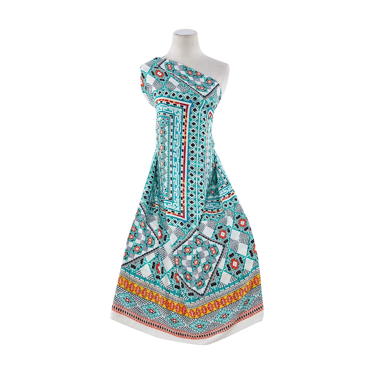Zelouf Zelda Geo Border Print On Penelope Crepe , Sewing, DIY, Crafts ...