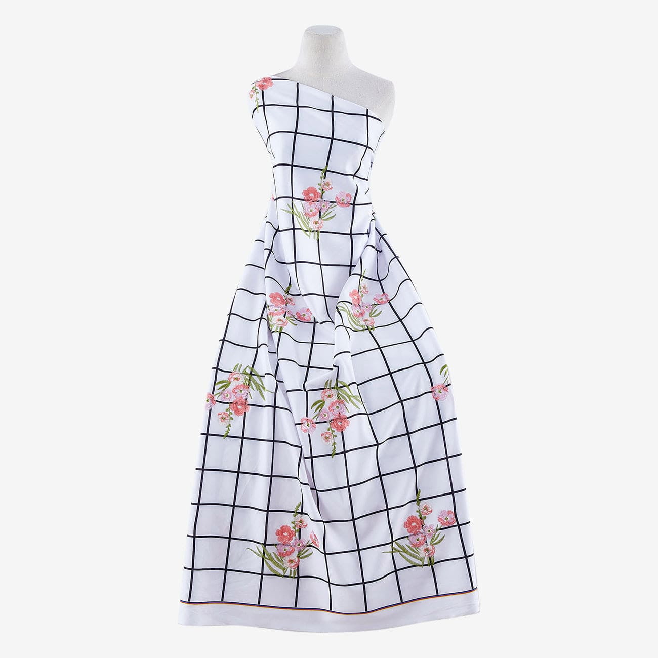 Zelouf Zinnia Emroidery Print Checker , Sewing, DIY, Crafts Fabric by ...