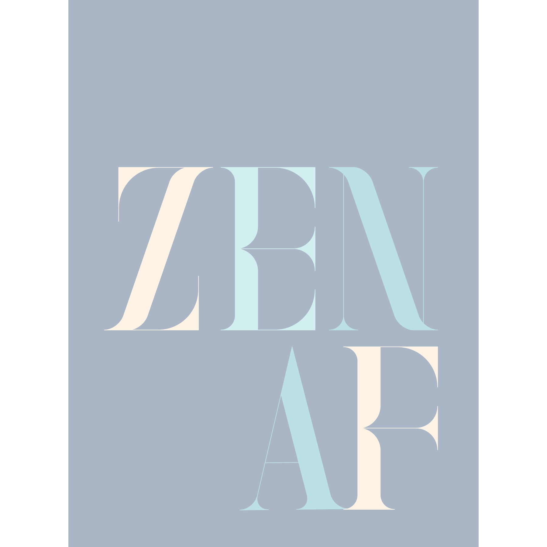 Zen AF Peaceful Pastel Typography Extra Large XL Wall Art Poster Print ...