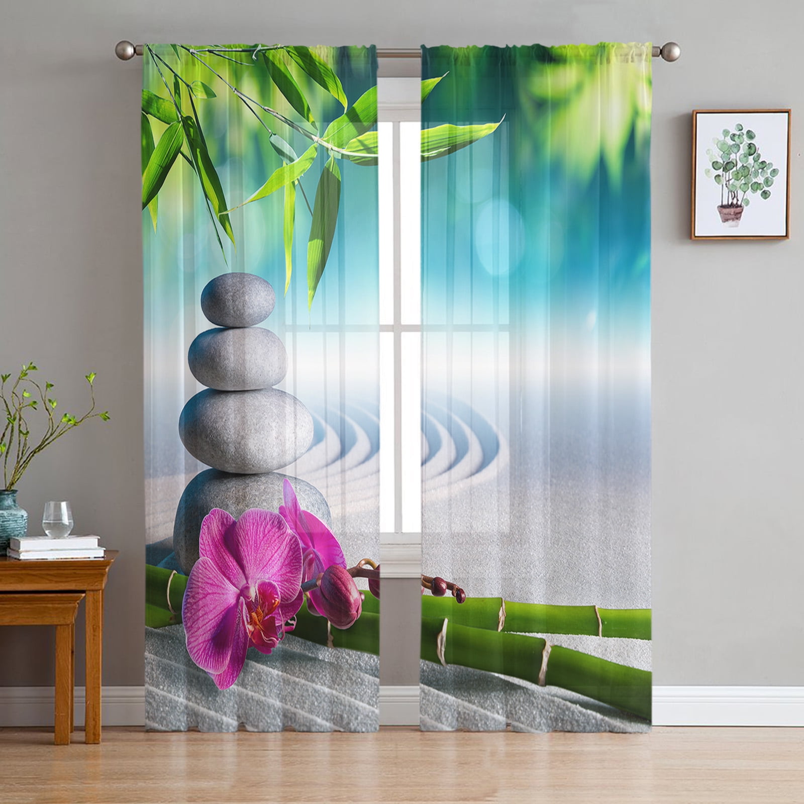 Zen Bamboo St Nature Sheer Curtains for Living Room ration Window ...