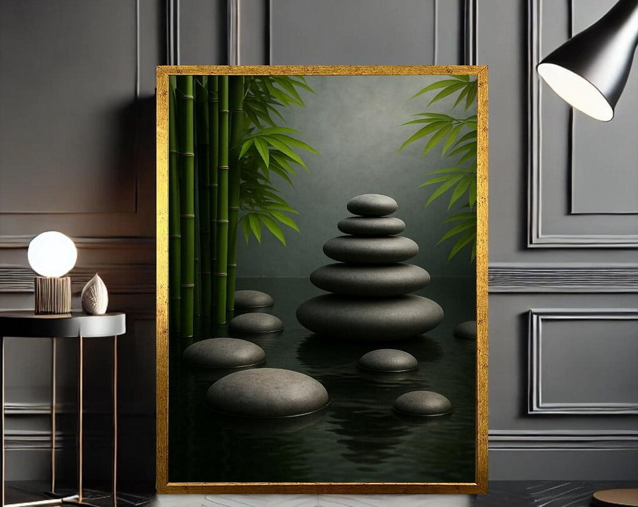 Zen Bamboo Stone , Tranquil Spa Wall Art Print, Minimalist Water ...