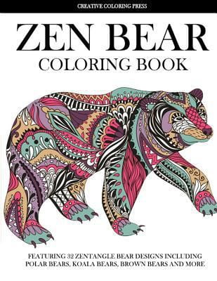 Pre-Owned Zen Bear Coloring Book: Featuring 32 Zentangle Bear Designs ...