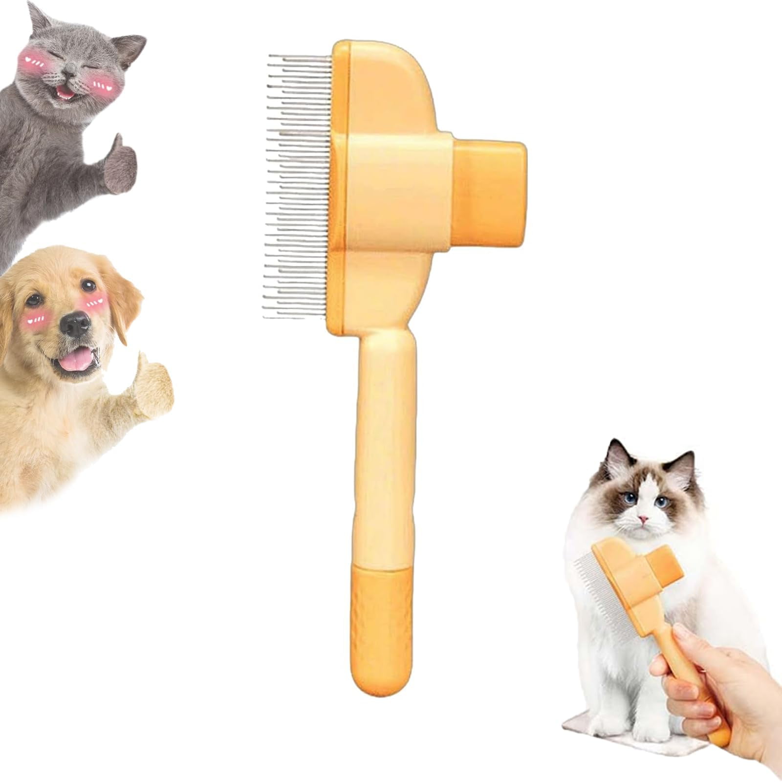 Zen Brush for Cats, Zenbrush Cat Comb, Self Cleaning Pet Comb Grooming ...