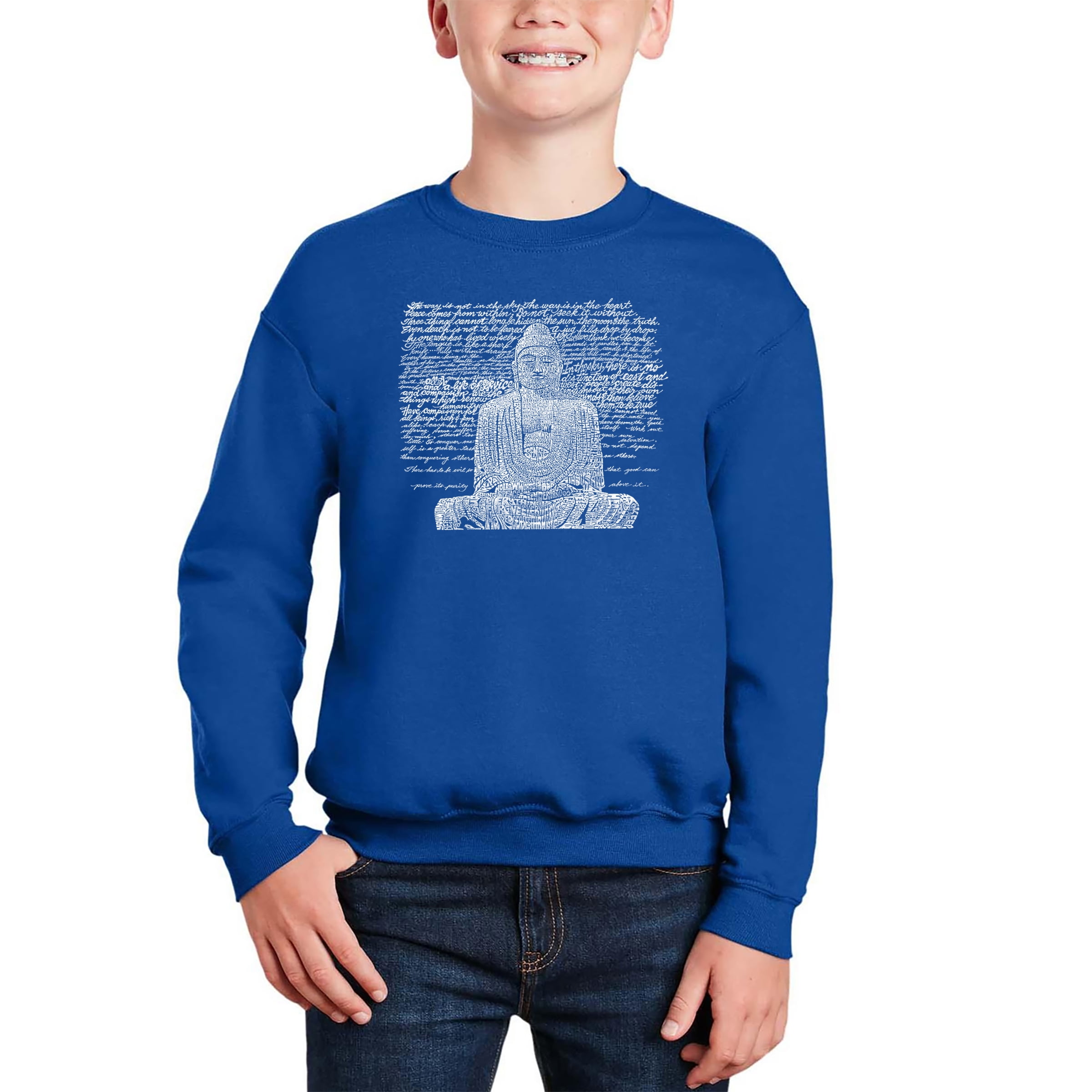 Zen Buddha - Boy's Word Art Crewneck Sweatshirt - Walmart.com
