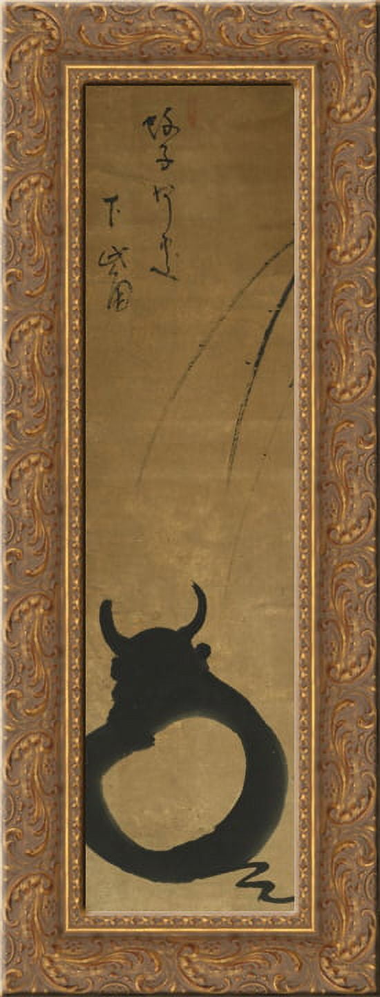 Zen Bull (Enso) 24x10 Gold Ornate Wood Framed Canvas Art by Kogan ...