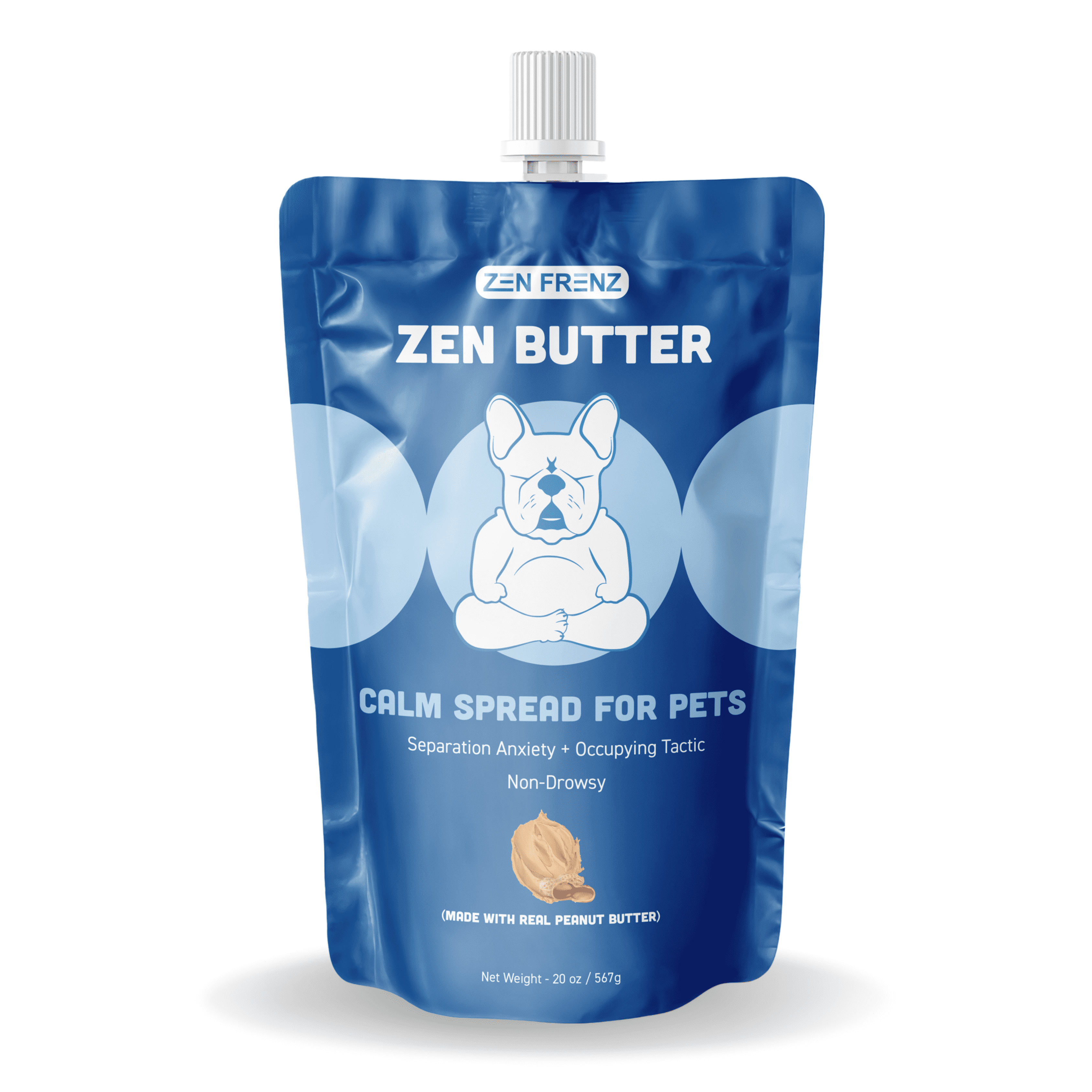 Zen Frenz Calming Peanut Butter Spread for Pets, 20oz Resealable Pouch ...