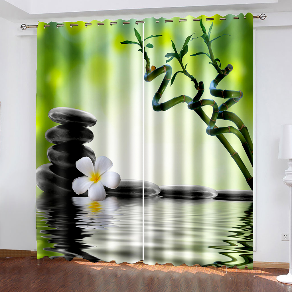 Zen Butterfly Orchid Print Curtain Lake St Bamboo Curtain for Bedroom ...