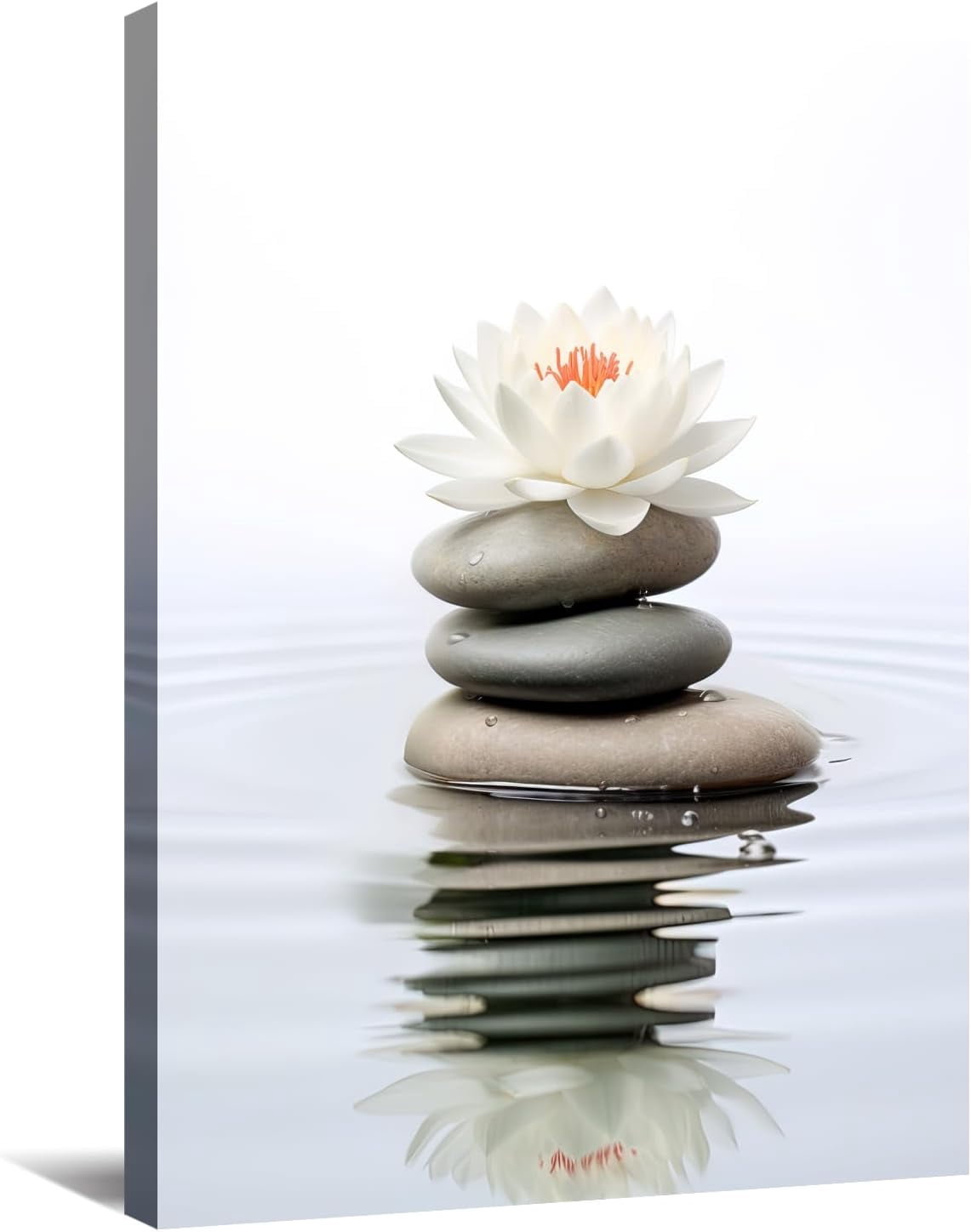 Zen Canvas Wall Art - Bathroom Wall Decor Lotus Candle with Black ...
