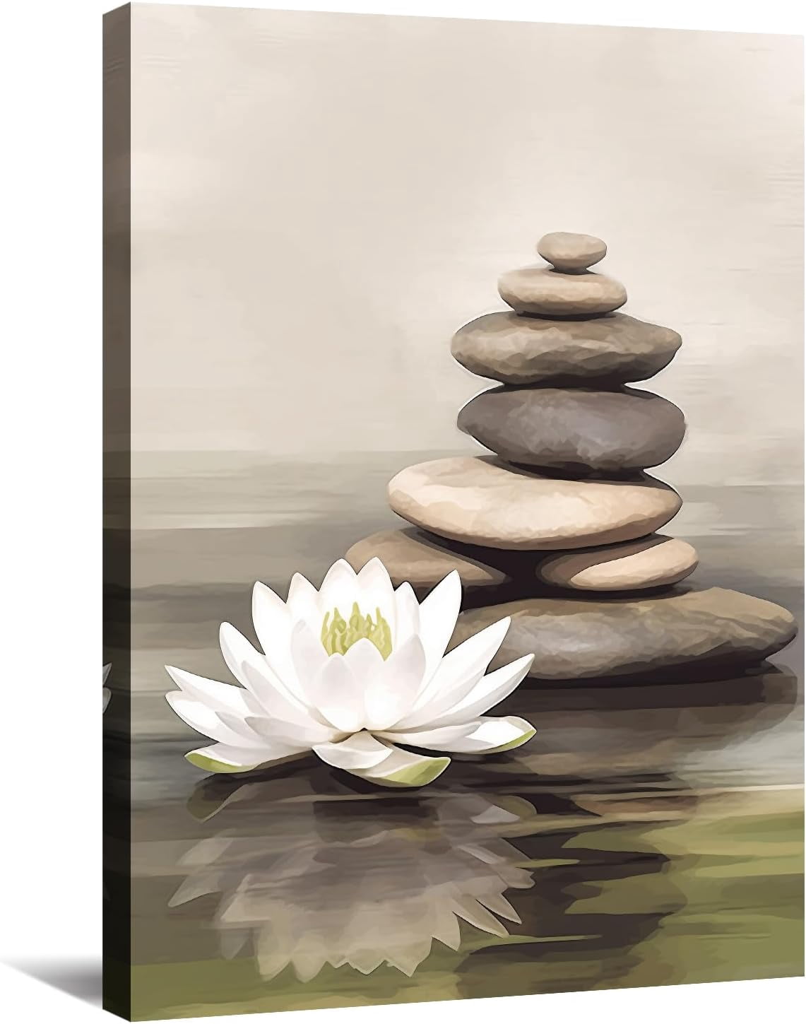 Zen Canvas Wall Art - Bathroom Wall Decor Lotus Candle with Black ...