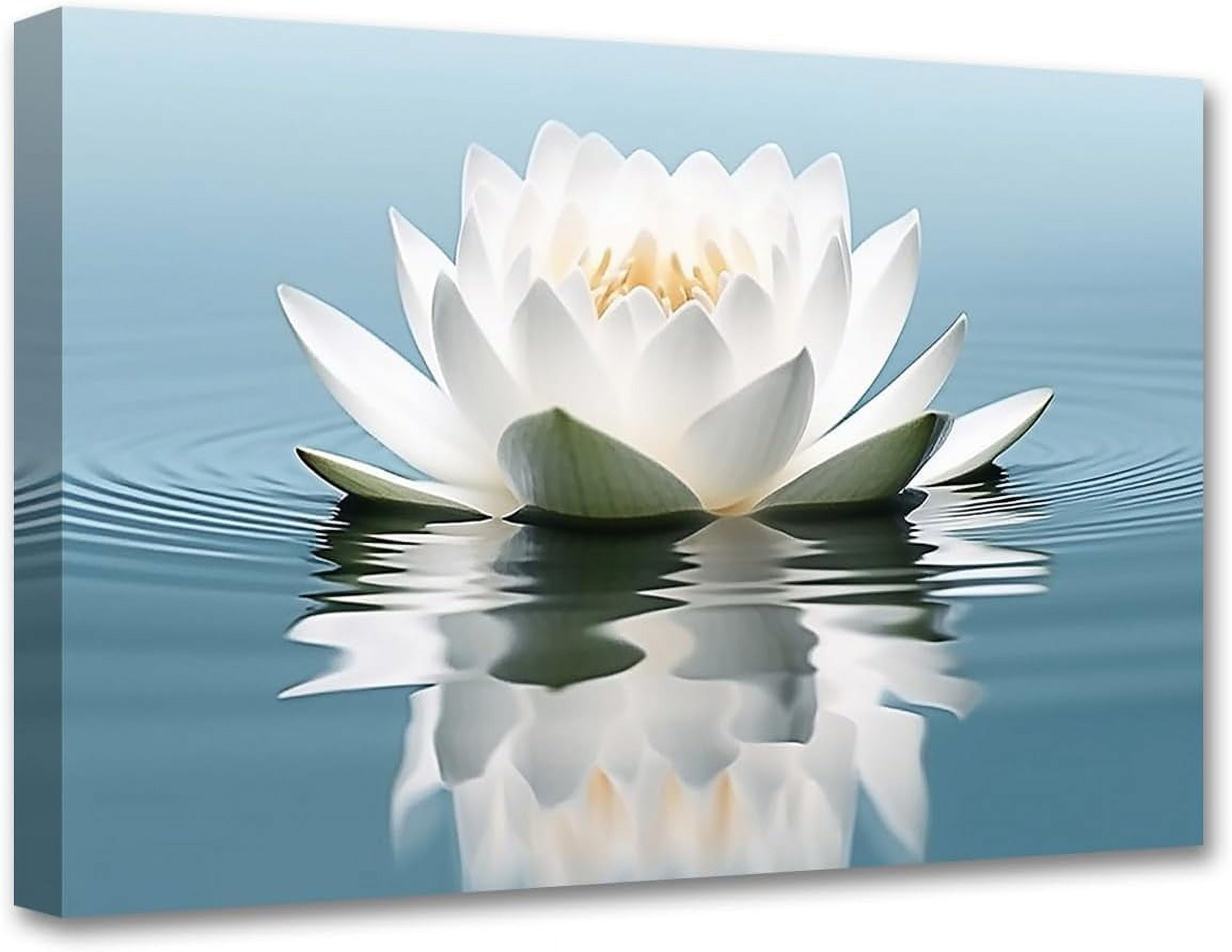 Zen Canvas Wall Art White Lotus Flower Bloom in Water Picture Prints ...