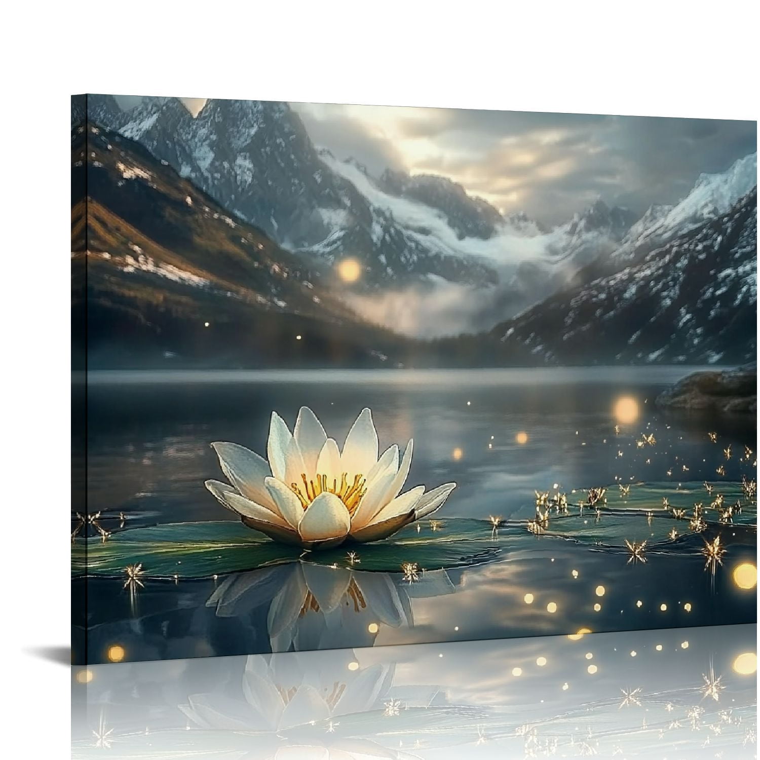 Zen Canvas Wall Art White Lotus Flower Pictures Wall Decor Yoga Spa ...