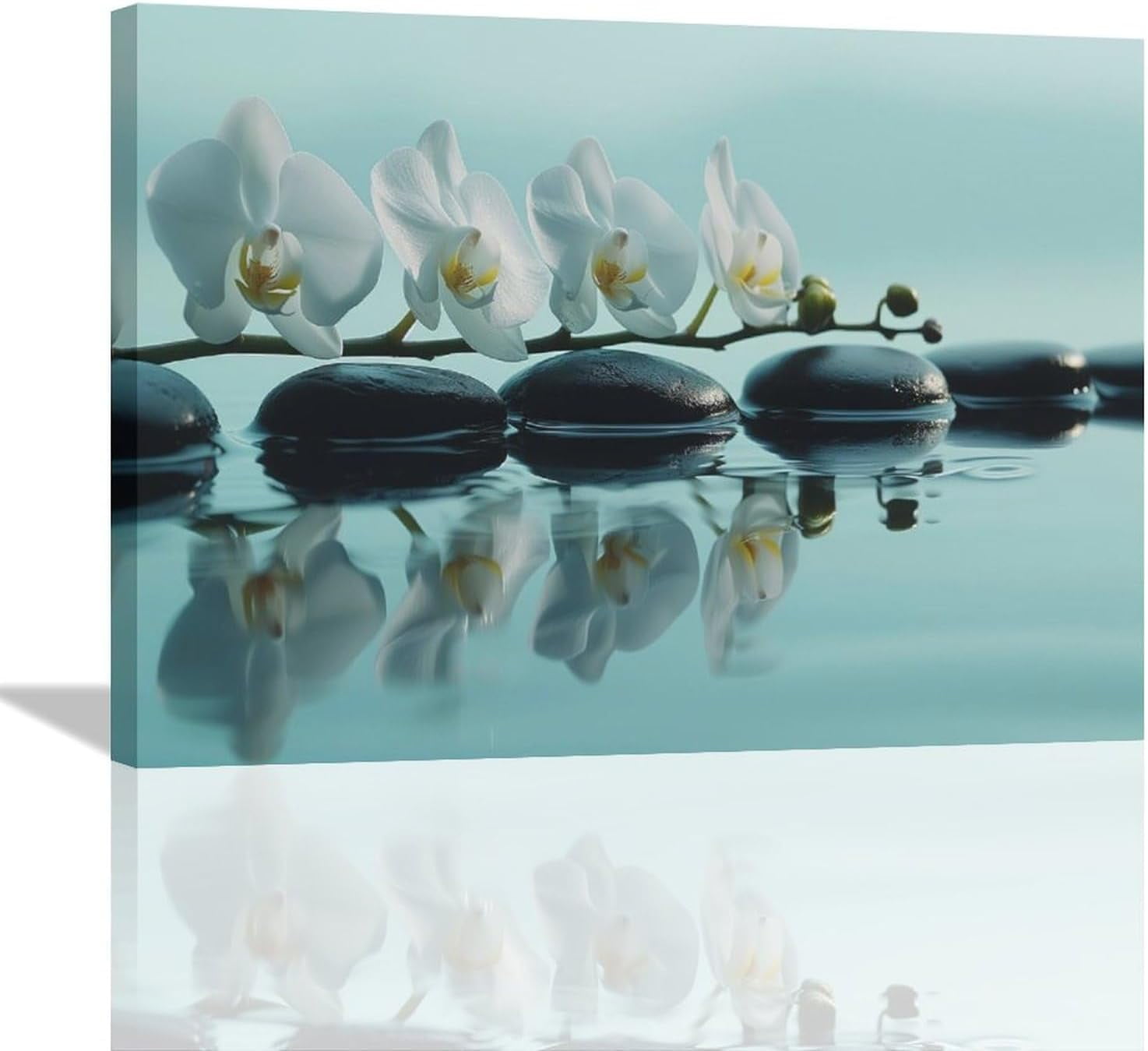 Zen Canvas Wall Art Zen Spiritual Black Stone Pictures Wall Decor White ...