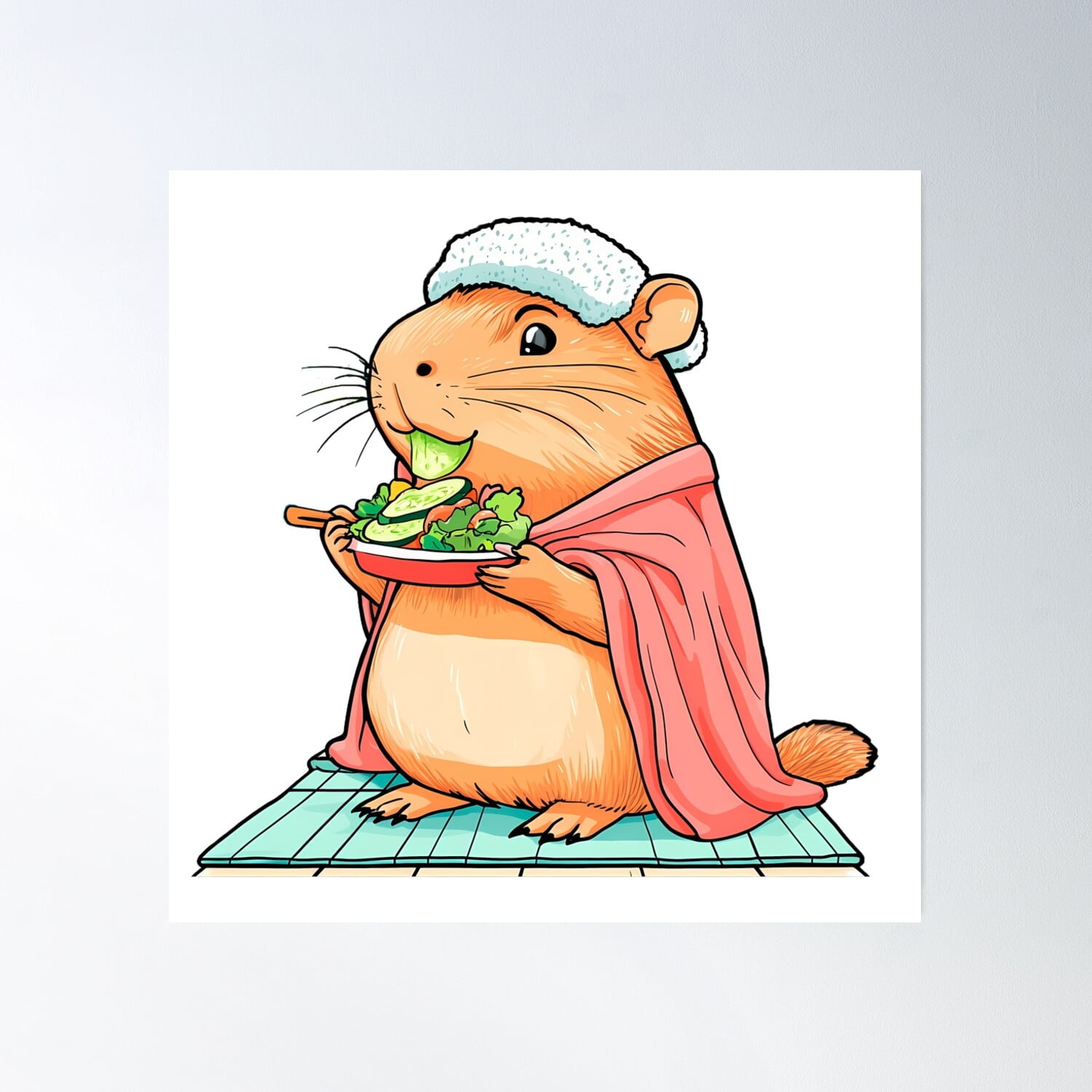 Zen Capybara Retreat, Cute Capybara, Morning Routine Poster Wall Art ...