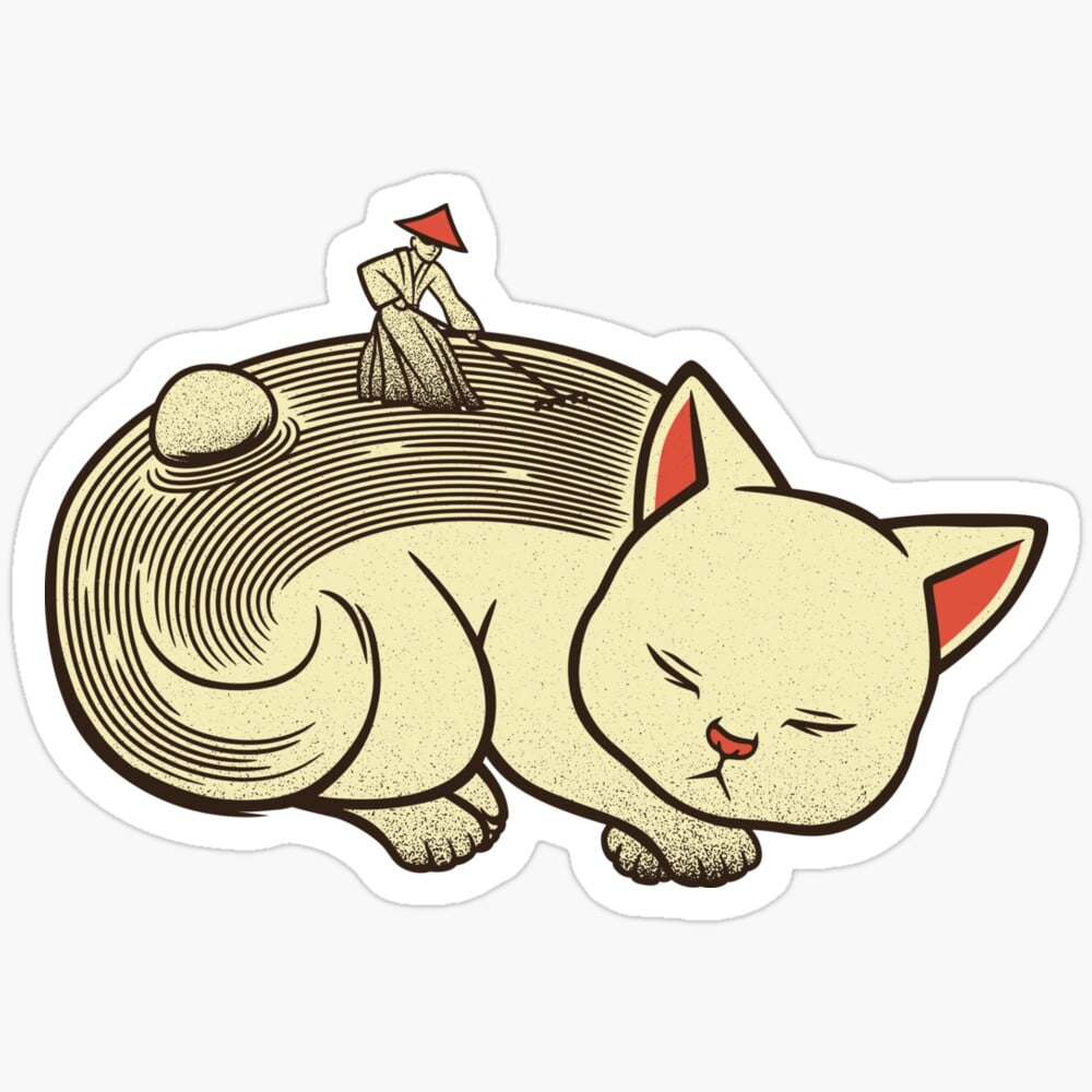 Zen Cat Zen Garden Sticker Phone Decal Water Bottle Stickers Car Decals ...