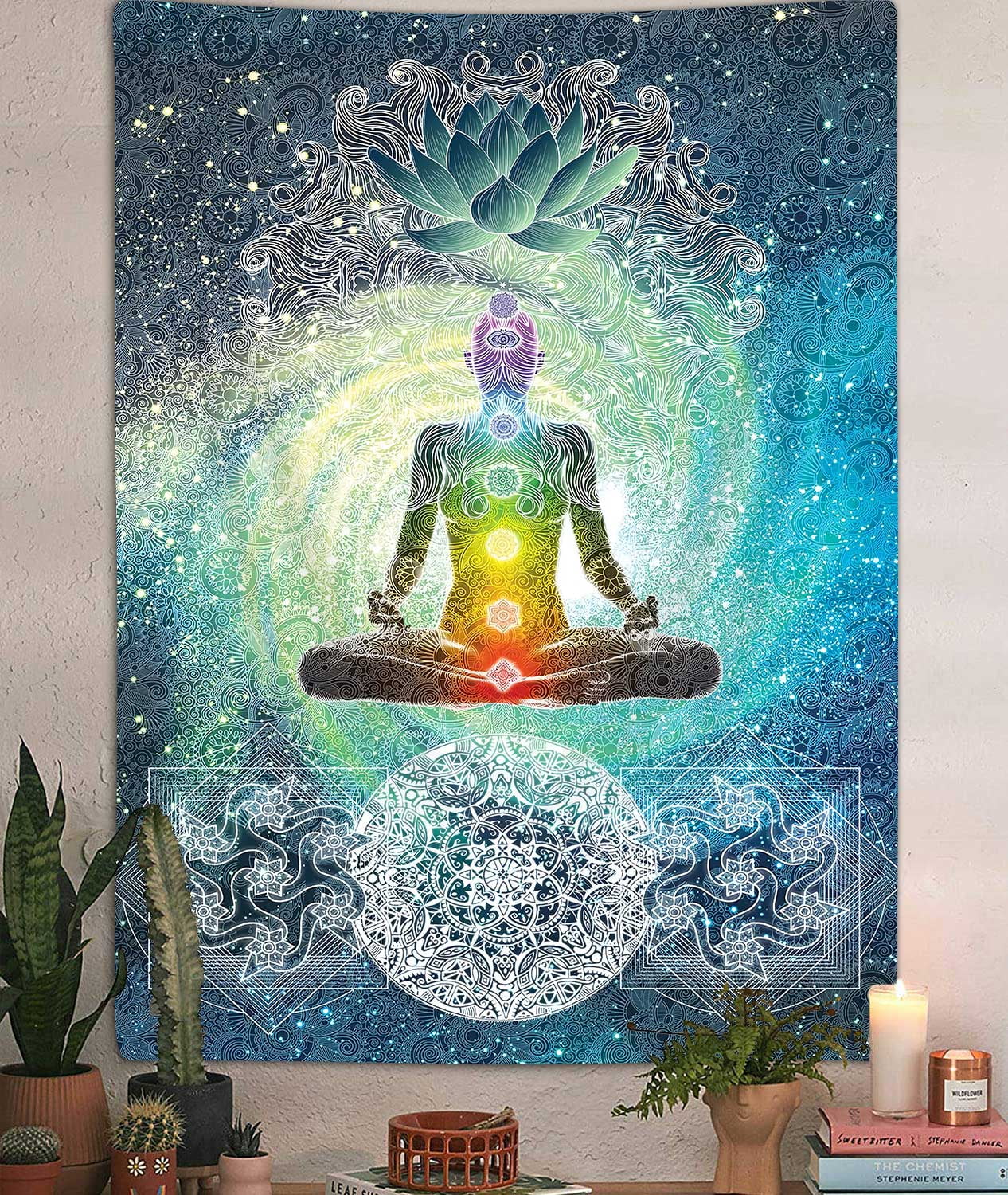 Zen Chakra Decor Vertical Tapestry, Seven Chakra Spiritual Yoga Poster ...