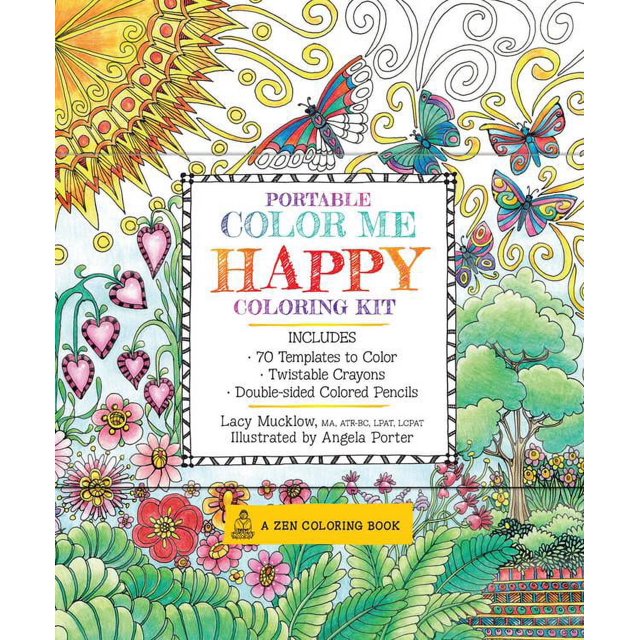 Zen Coloring Book: Portable Color Me Happy Coloring Kit: Includes Book ...