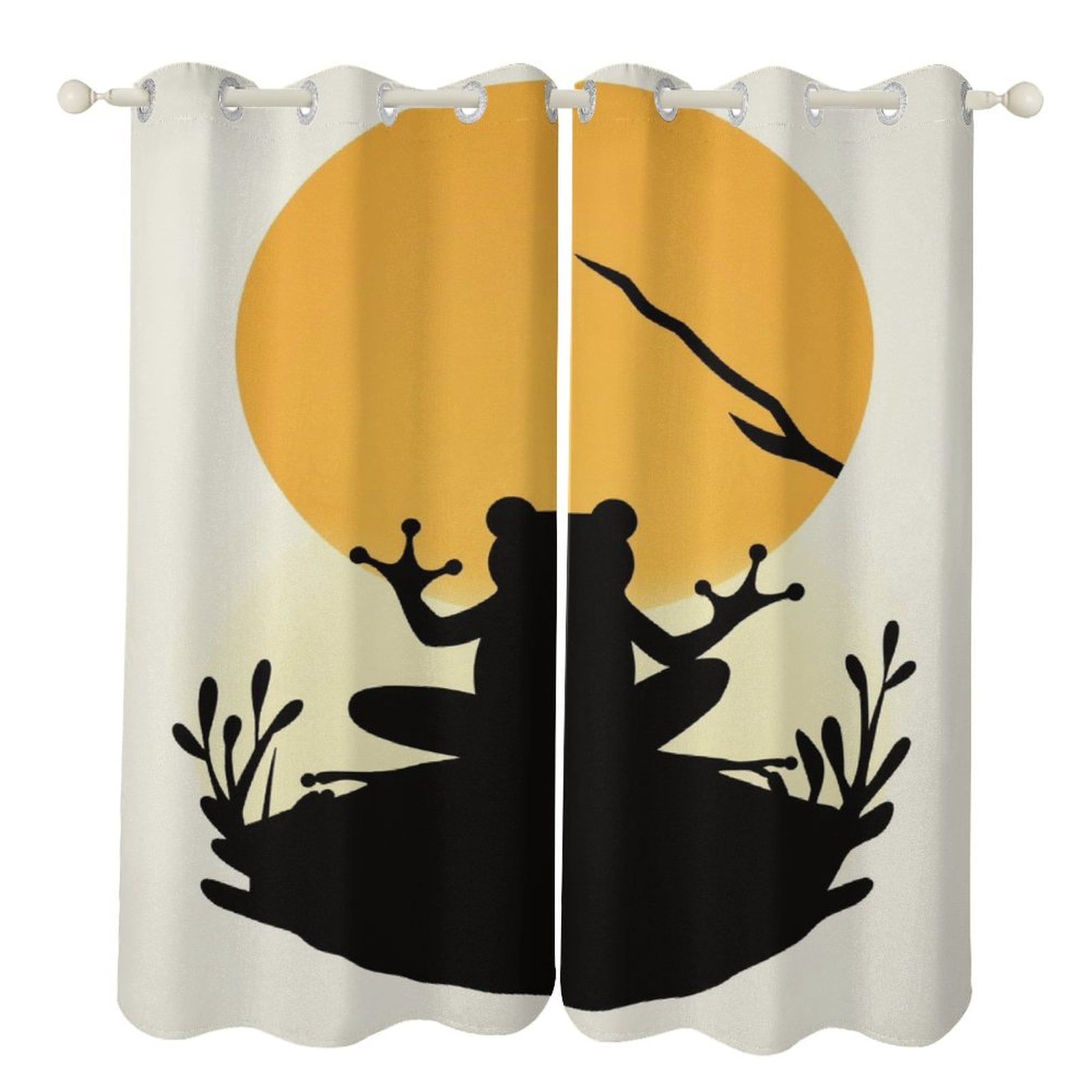Zen Frog Sunset Blackout Curtains 2 Panel Rod Pocket Thermal Insulated ...
