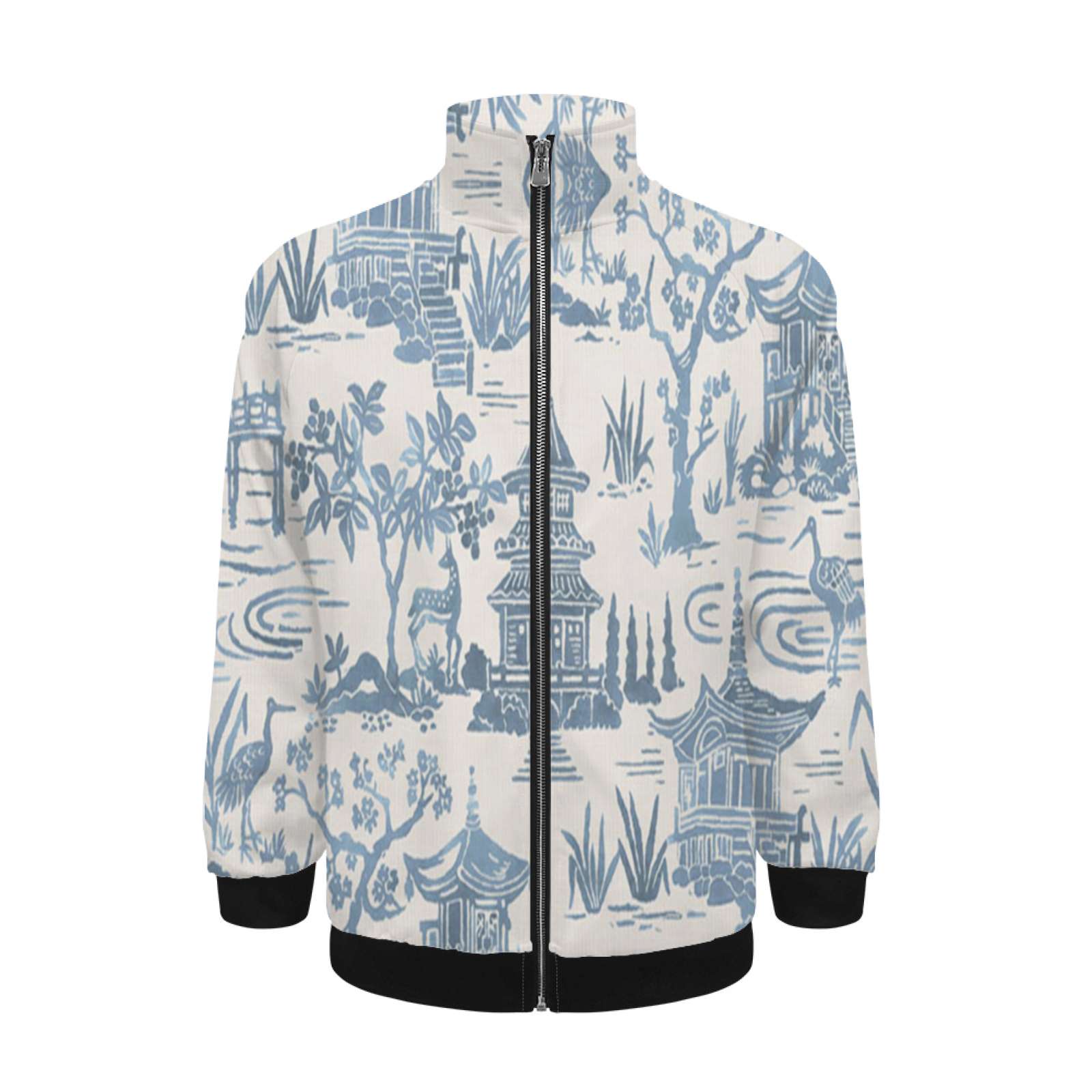 Zen Garden Blue Jacket Men's Street Cool Long Sleeves Coat Personality ...