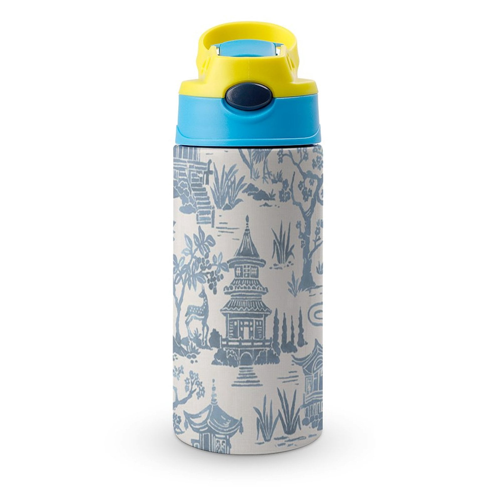 Zen Garden Blue Water Bottle with Straw And Lid Stainless Steel ...