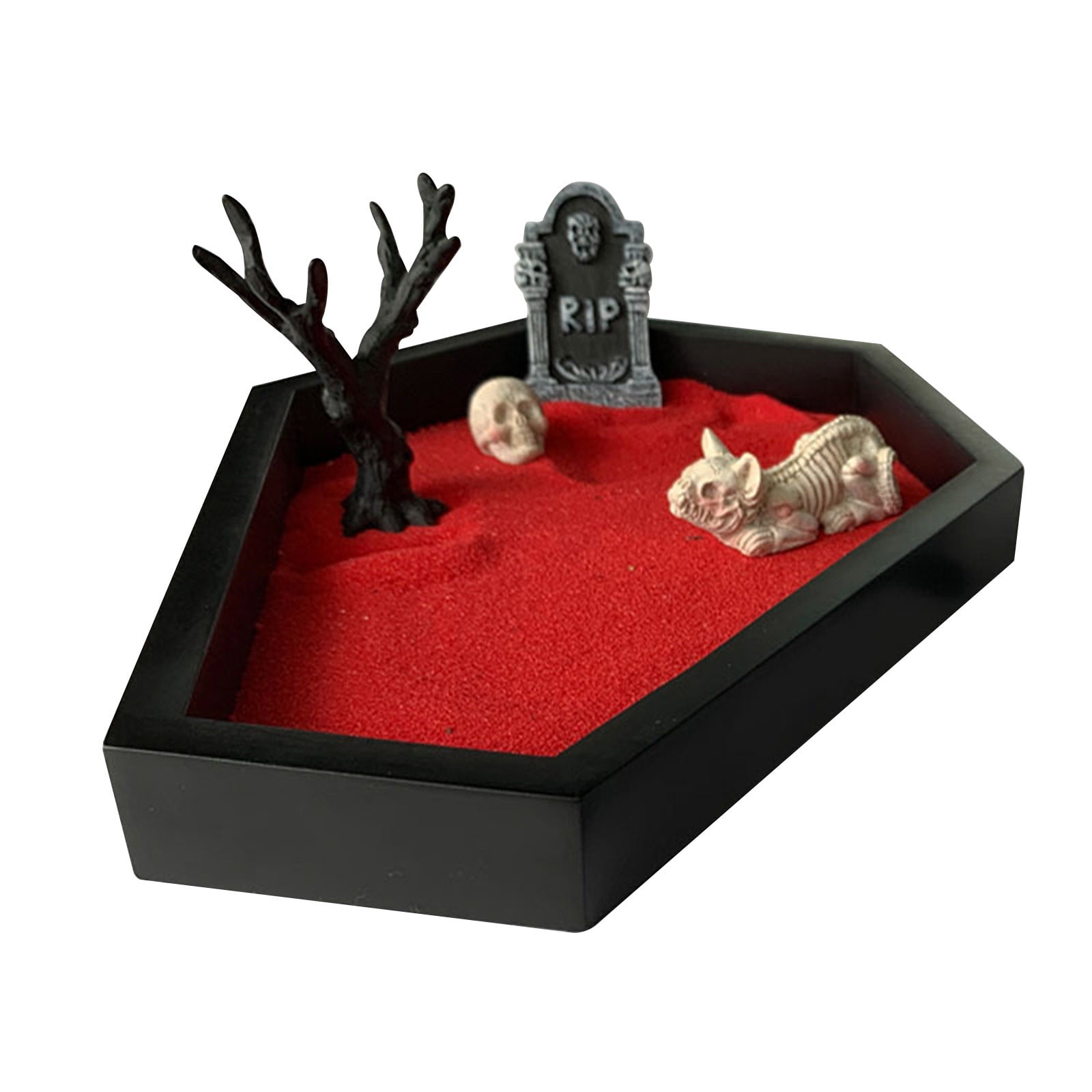 Zen Garden for Desk Gothic Coffin Sand Tray Decor Kit, Halloween ...