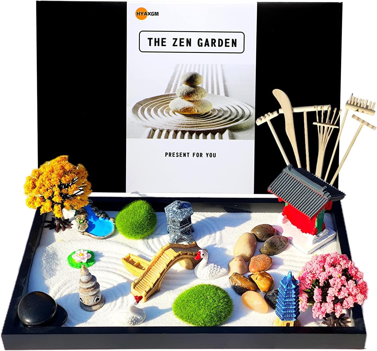 Zen Garden for Desk - Japanese Zen Garden 12x8 Inch - Zen Garden Kit ...