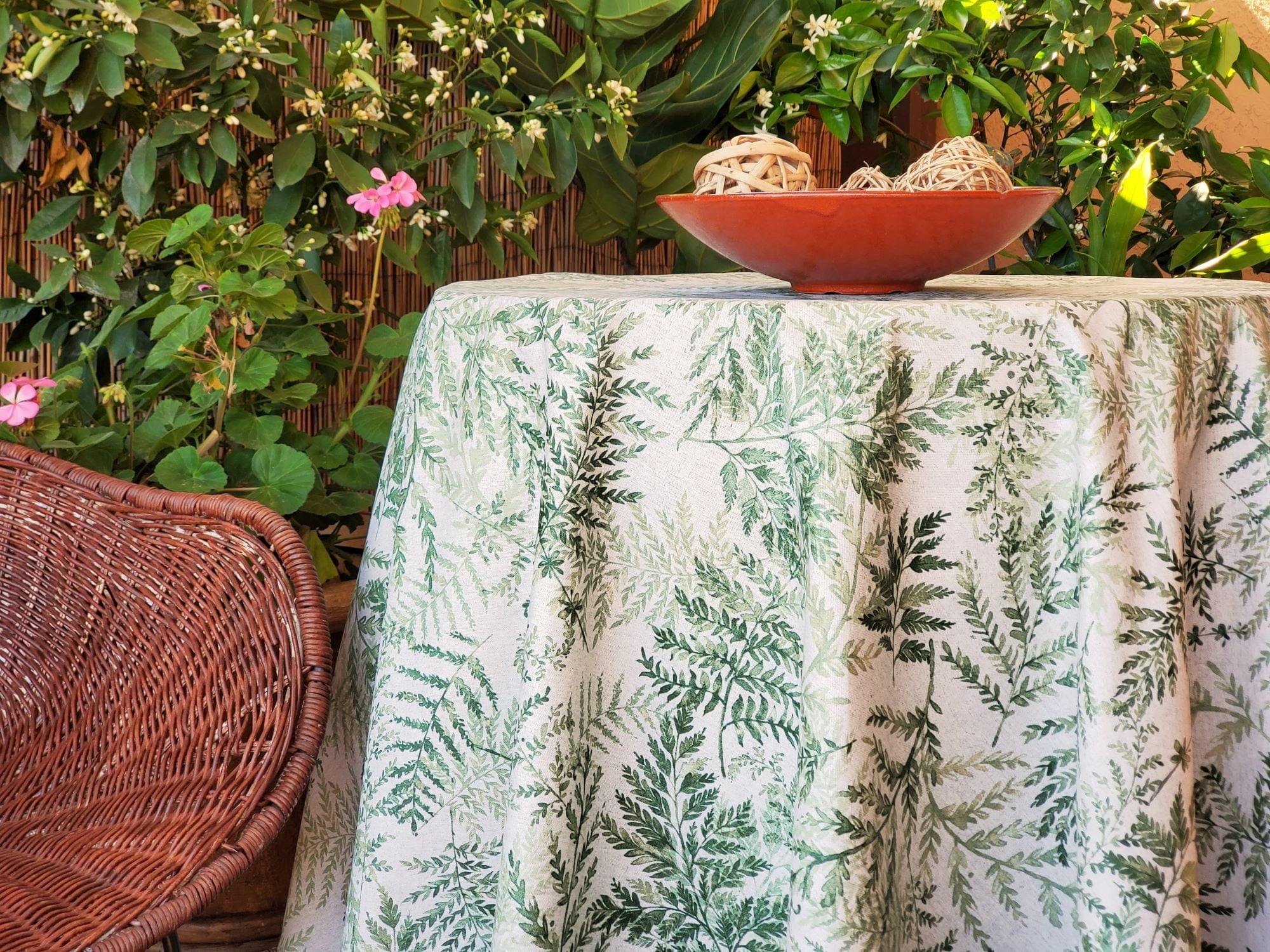 Zen Garden French Country Acrylic Cotton Coated Tablecloth - 70