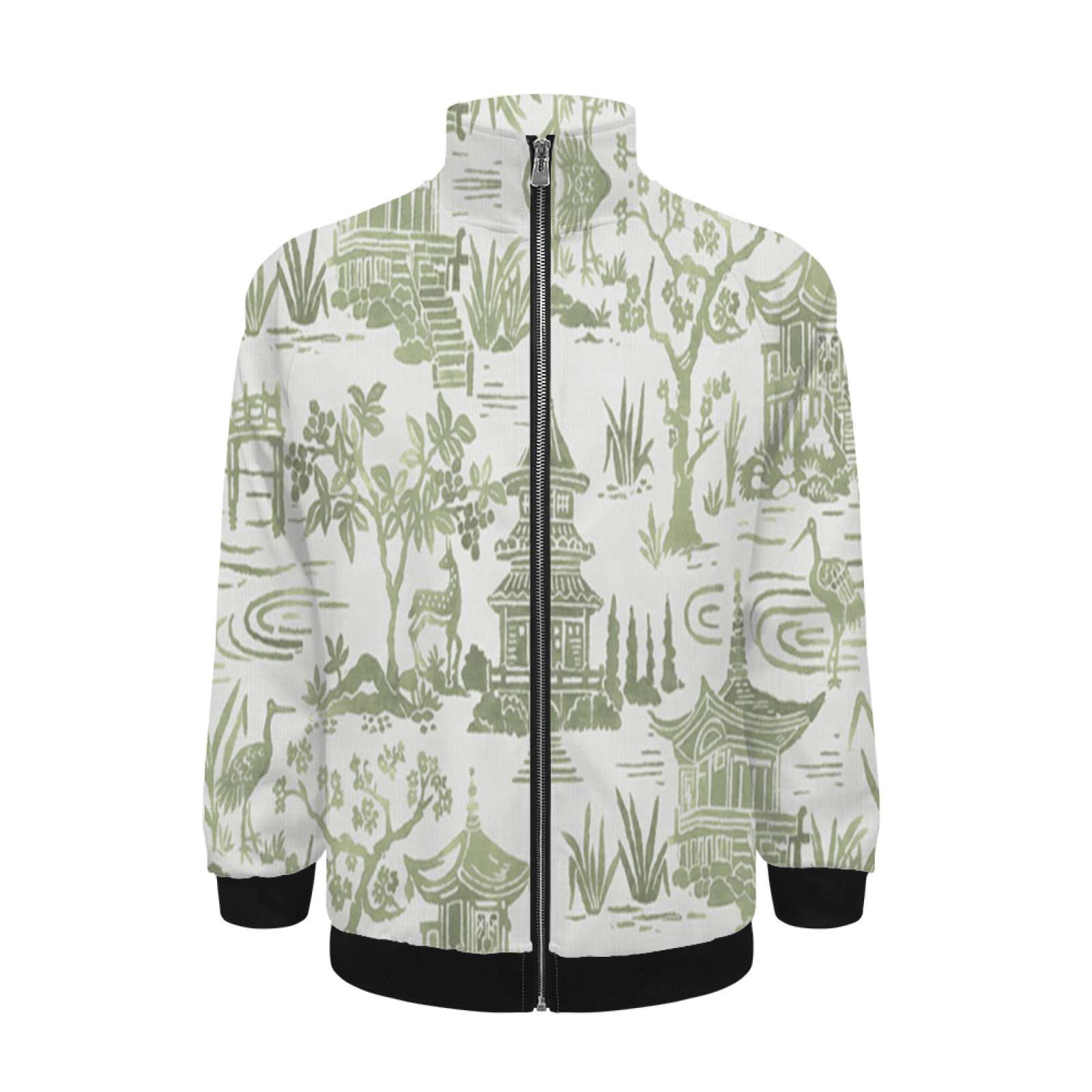 Zen Garden Green Jacket Men's Street Cool Long Sleeves Coat Personality ...