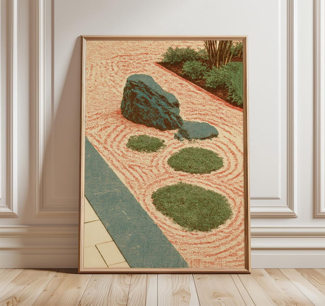 Zen Garden Japanese Rock Minimalist Raked Sand Landscape Orient ...
