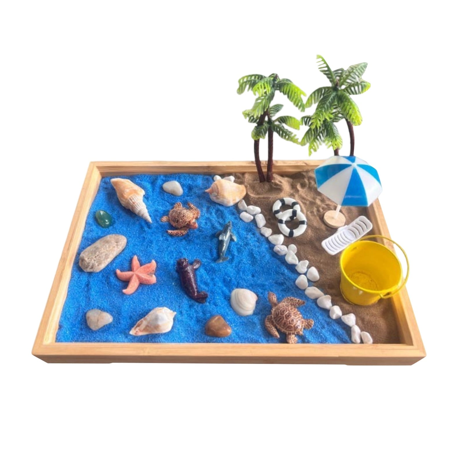 Zen Garden Sand Tray Therapy Kit Sand Garden for Desk, Artificial Palm ...