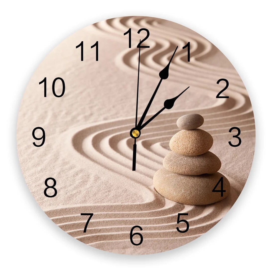 Zen Garden Stones Sand PVC Wall Clock Modern Design Living Room ...
