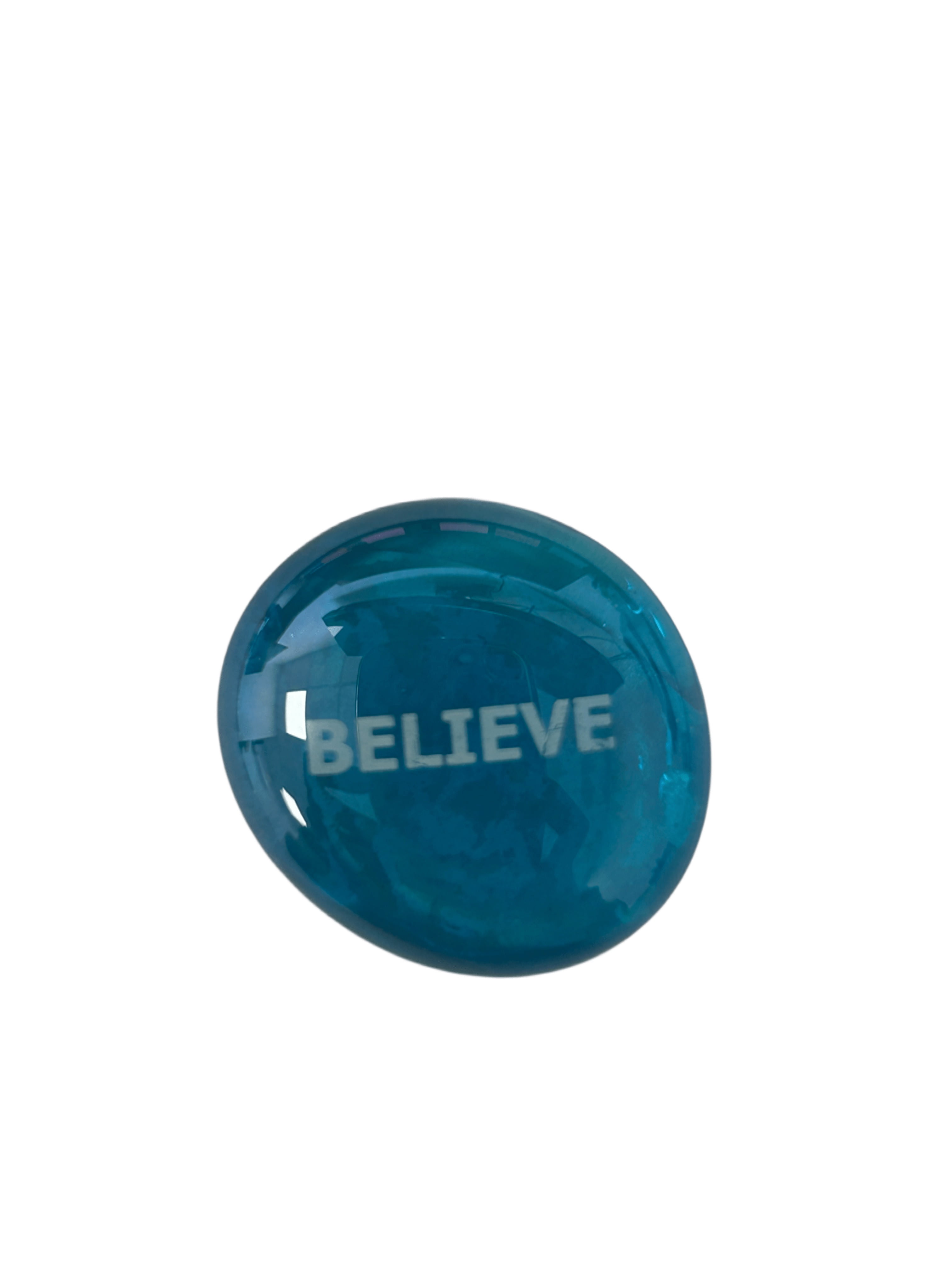 Zen Glass Stone, Thoughtful Sky Blue Stone with word Believe Gift ...
