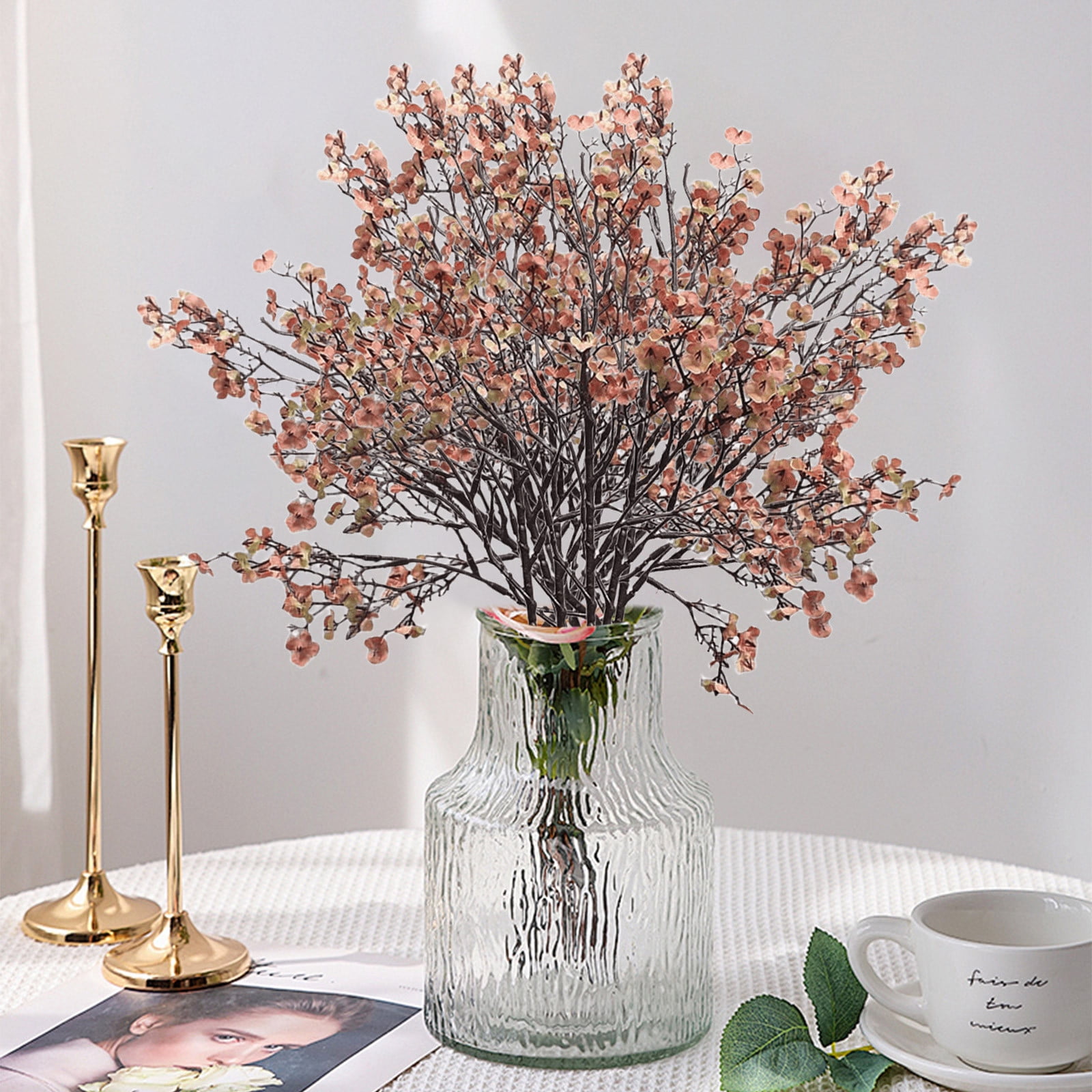 Zen Inspired Simulation Peach Blossom Branches | 10PC 50cm Realistic ...