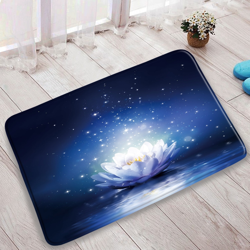 Zen Lotus Green Bamboo Door Mats Fantasy Forest Mushroom Flower Swan ...