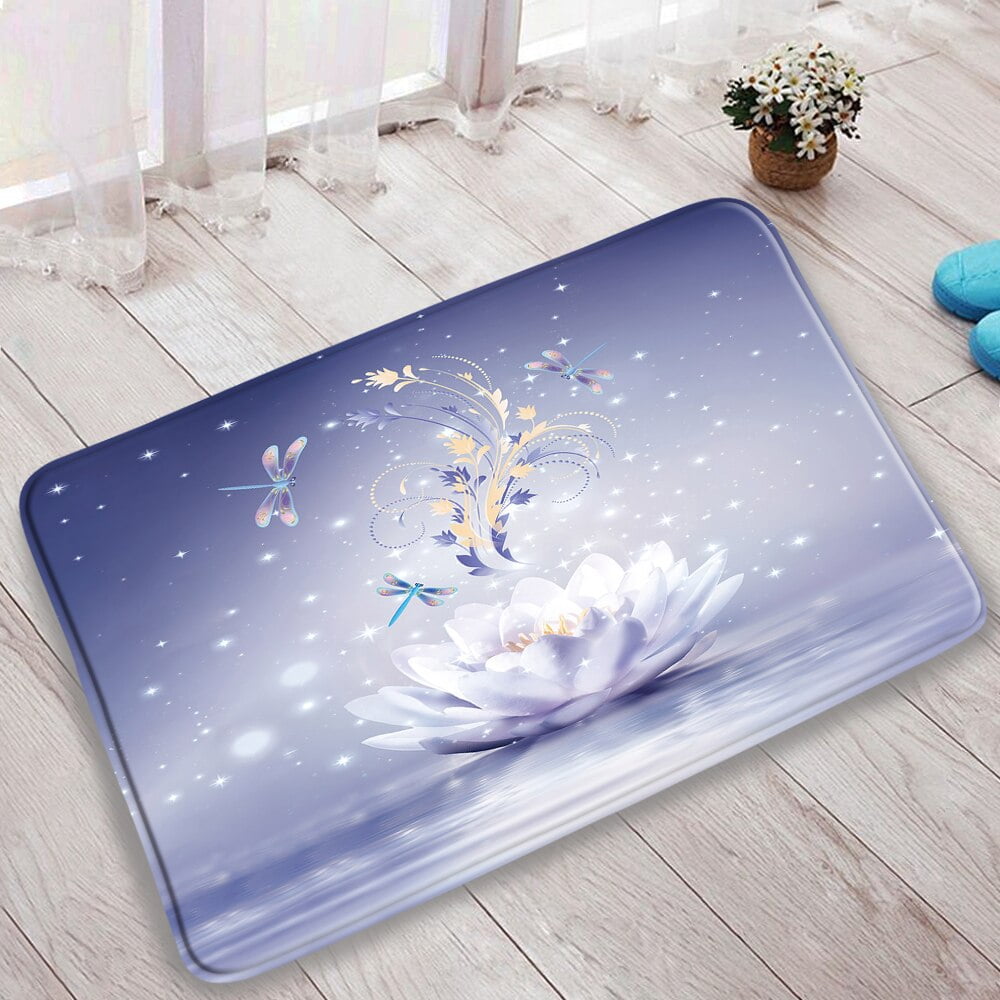 Zen Lotus Green Bamboo Door Mats Fantasy Forest Mushroom Flower Swan ...