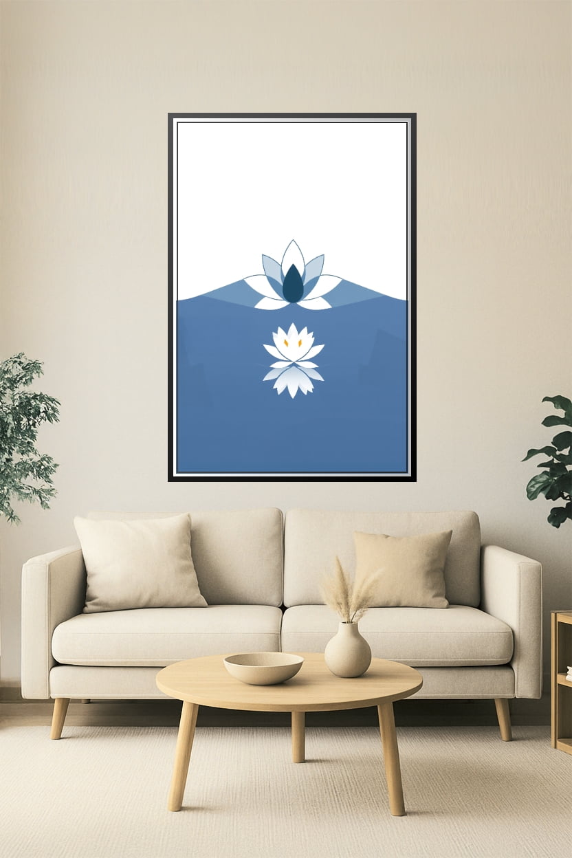 Zen Lotus Reflection – Minimalist Serenity Poster 【Rolled Canvas】 - Walmart.com