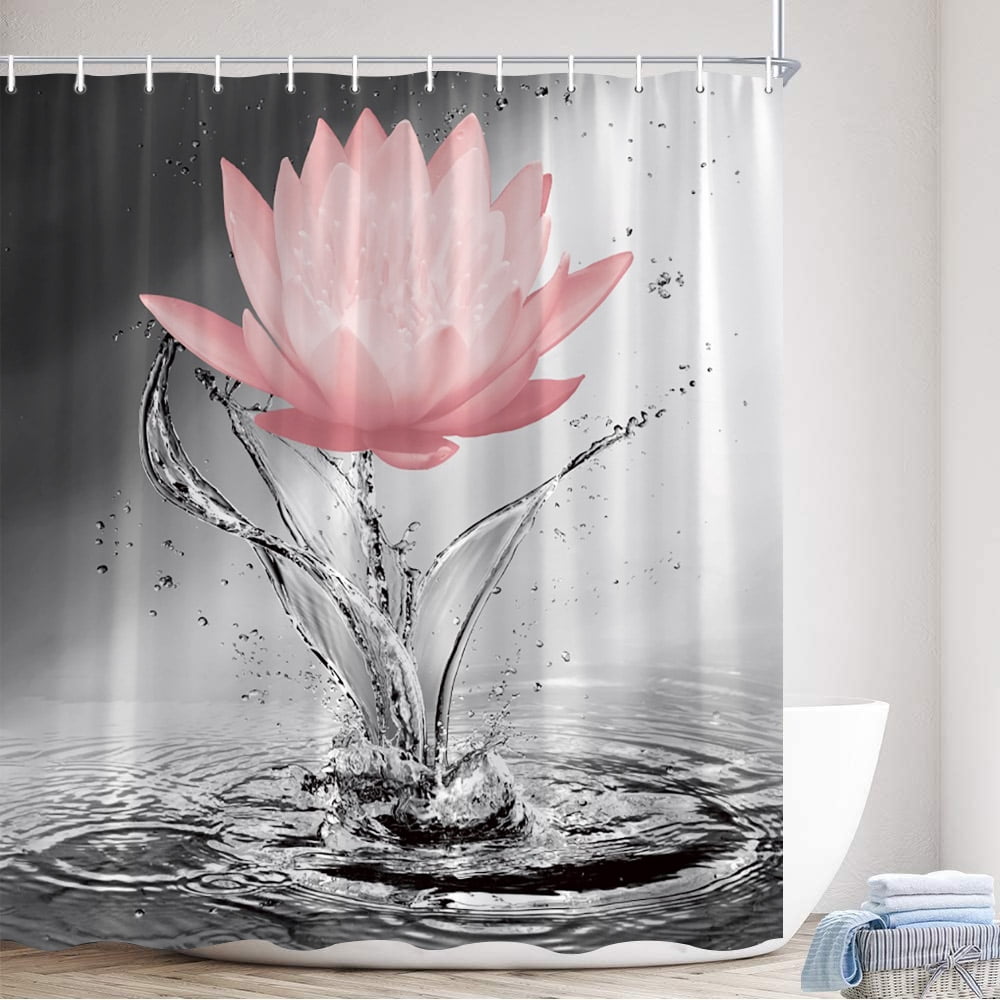 Zen Lotus Shower Curtain Water Buddha Meditation Black St Drops ...