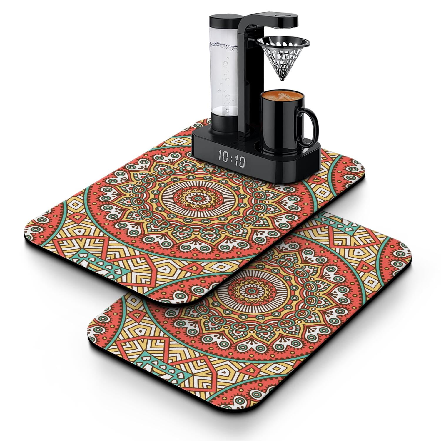 Zen Meditation Mandala Dish Drying Mat, Mystic Ethnic Mandala Absorbent ...