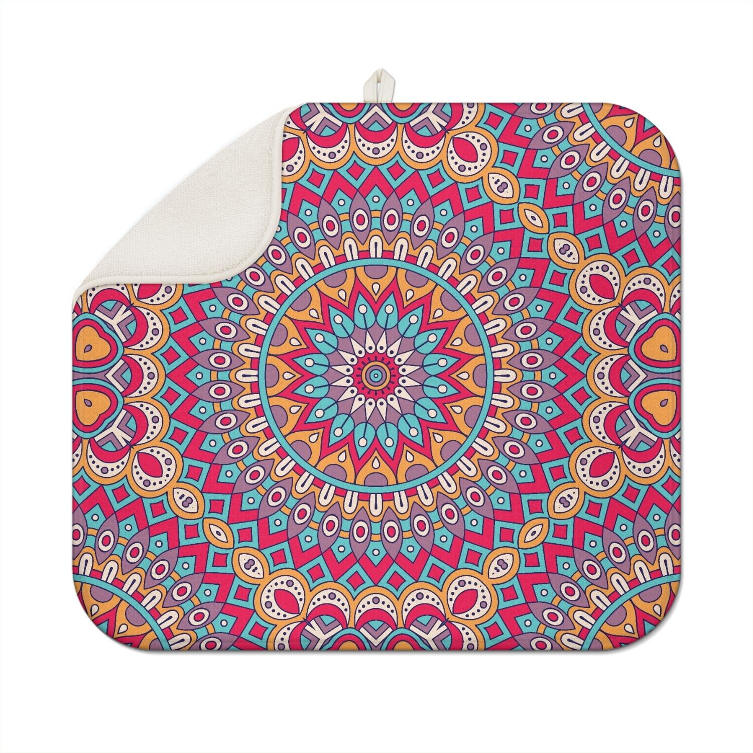 Zen Meditation Mandala Foldable Dish Mat Compact Storage Hanging Loop ...