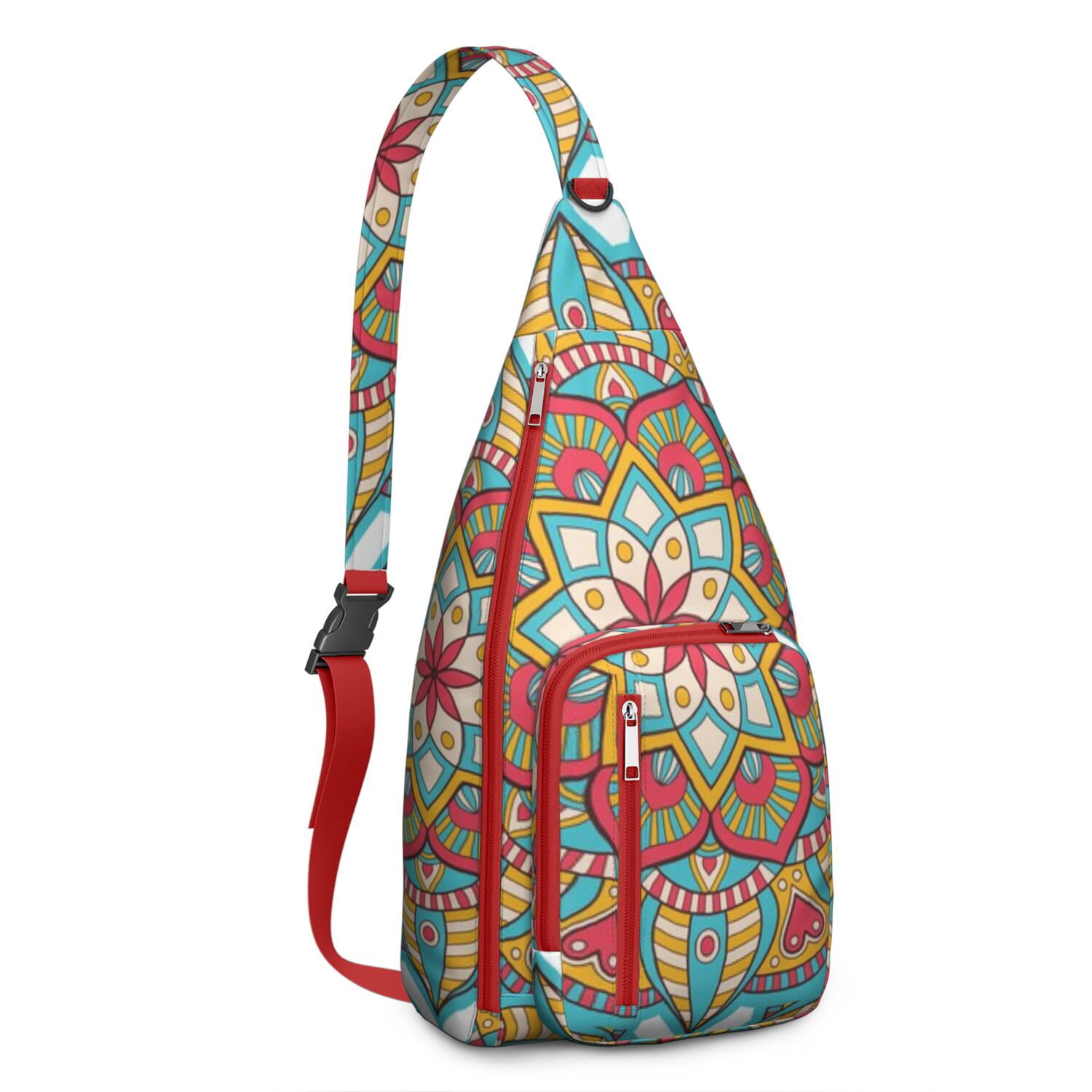 Zen Meditation Sling Bag - Ethnic Mandala Art Crossbody Pack (Floral ...