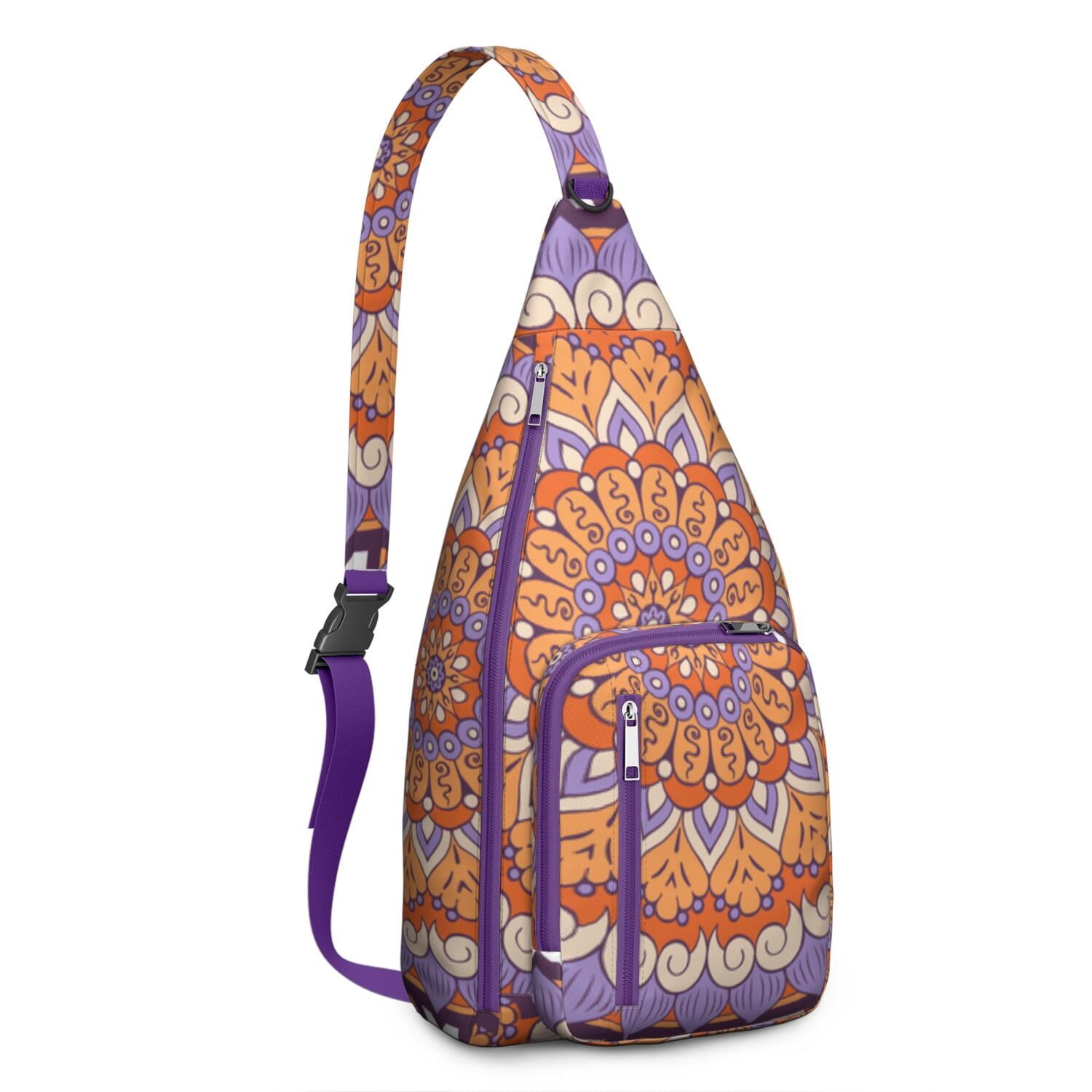 Zen Meditation Sling Bag - Ethnic Mandala Art Crossbody Pack (Floral ...