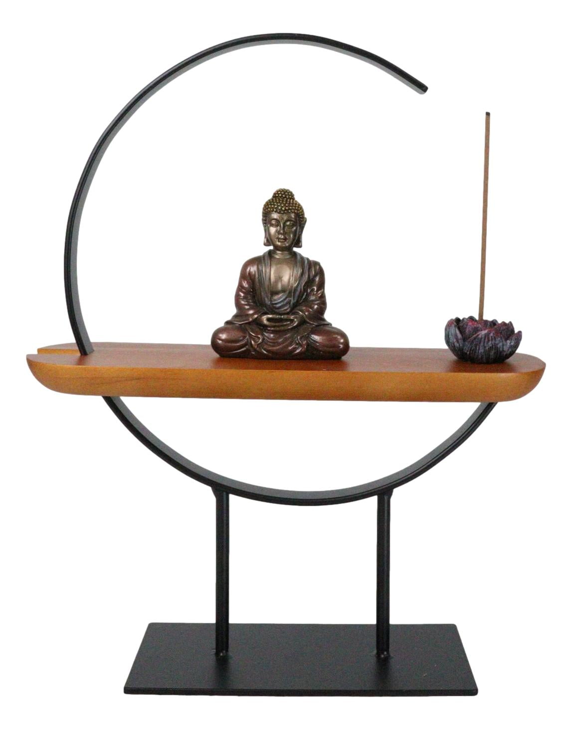 Zen Metal Crescent Amitabha Buddha With Lotus Incense Burner Meditation ...