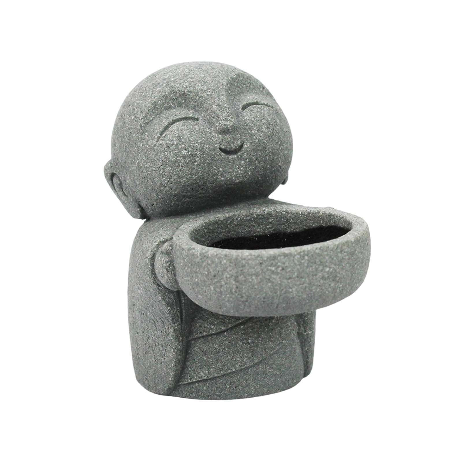 Zen Monk Candle Holder Sandstone Tealight Statue Simplistic Figurine ...