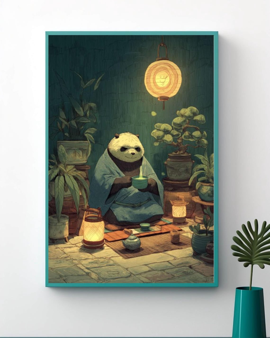 Zen Panda Tea Ceremony Poster – Japanese Inspired Wall Art, Cozy Retro ...