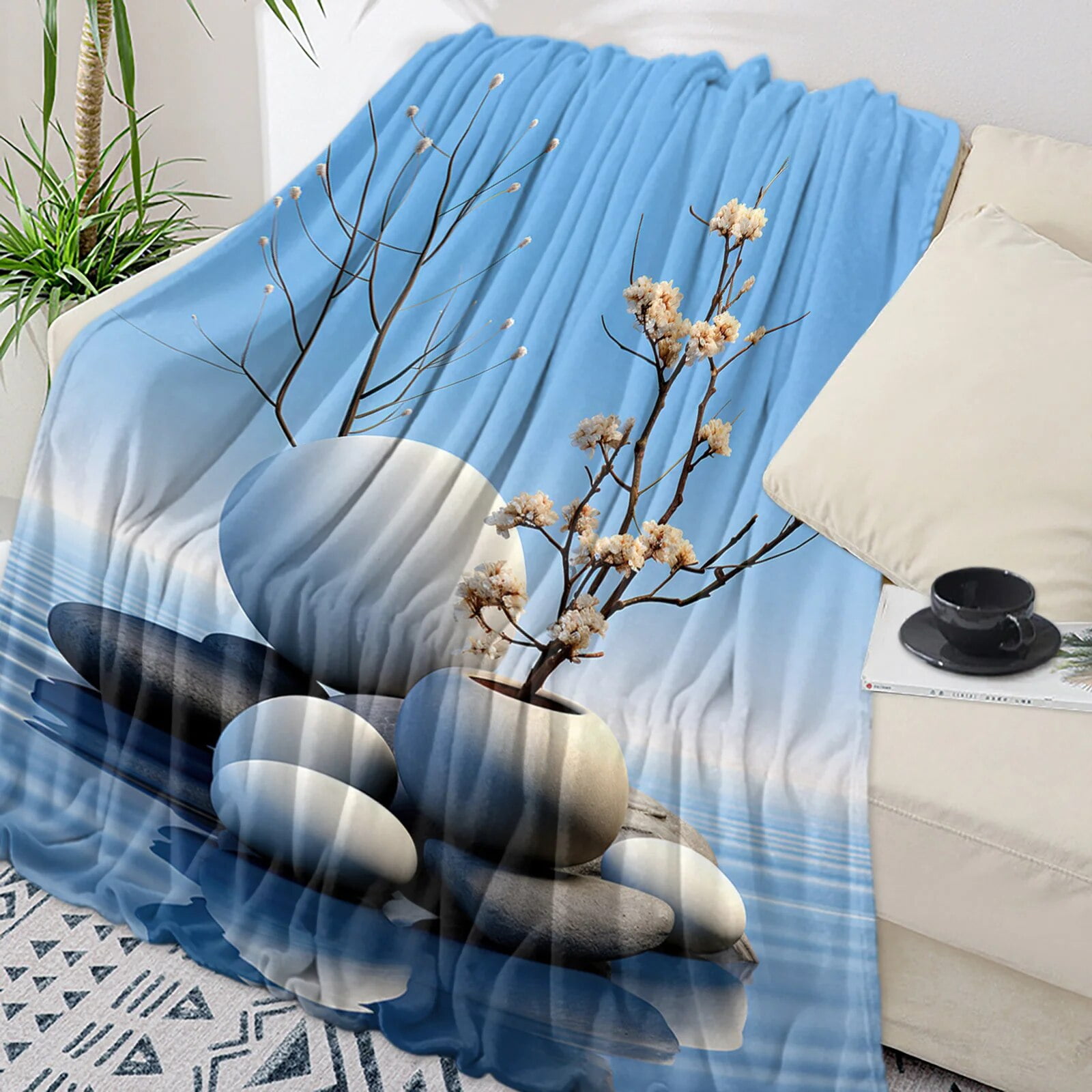 Zen Sand StThrow Blanket Warm Plush Blankets Portable Travel Camping ...