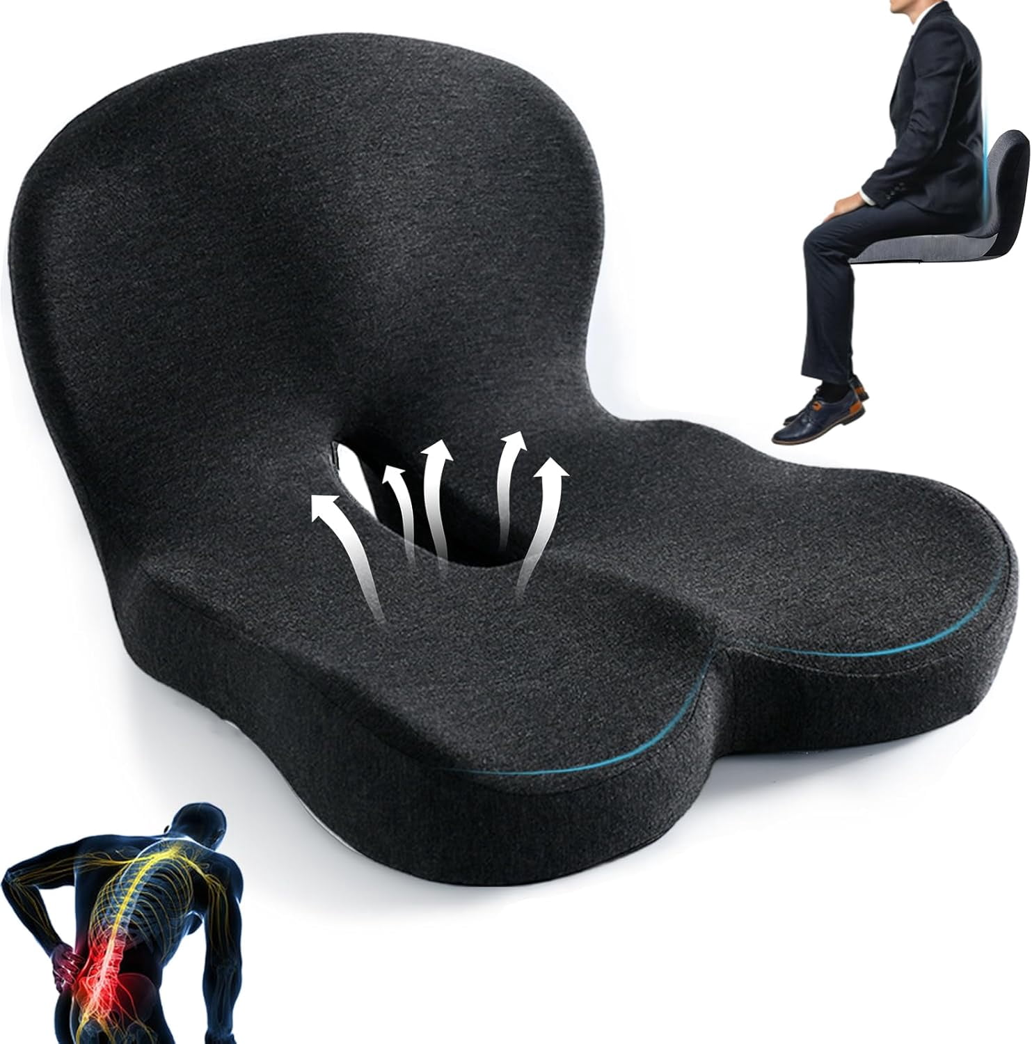 Zen Seat Cushion Truck, Memory Foam Seat Cushion with Lumbar Support ...